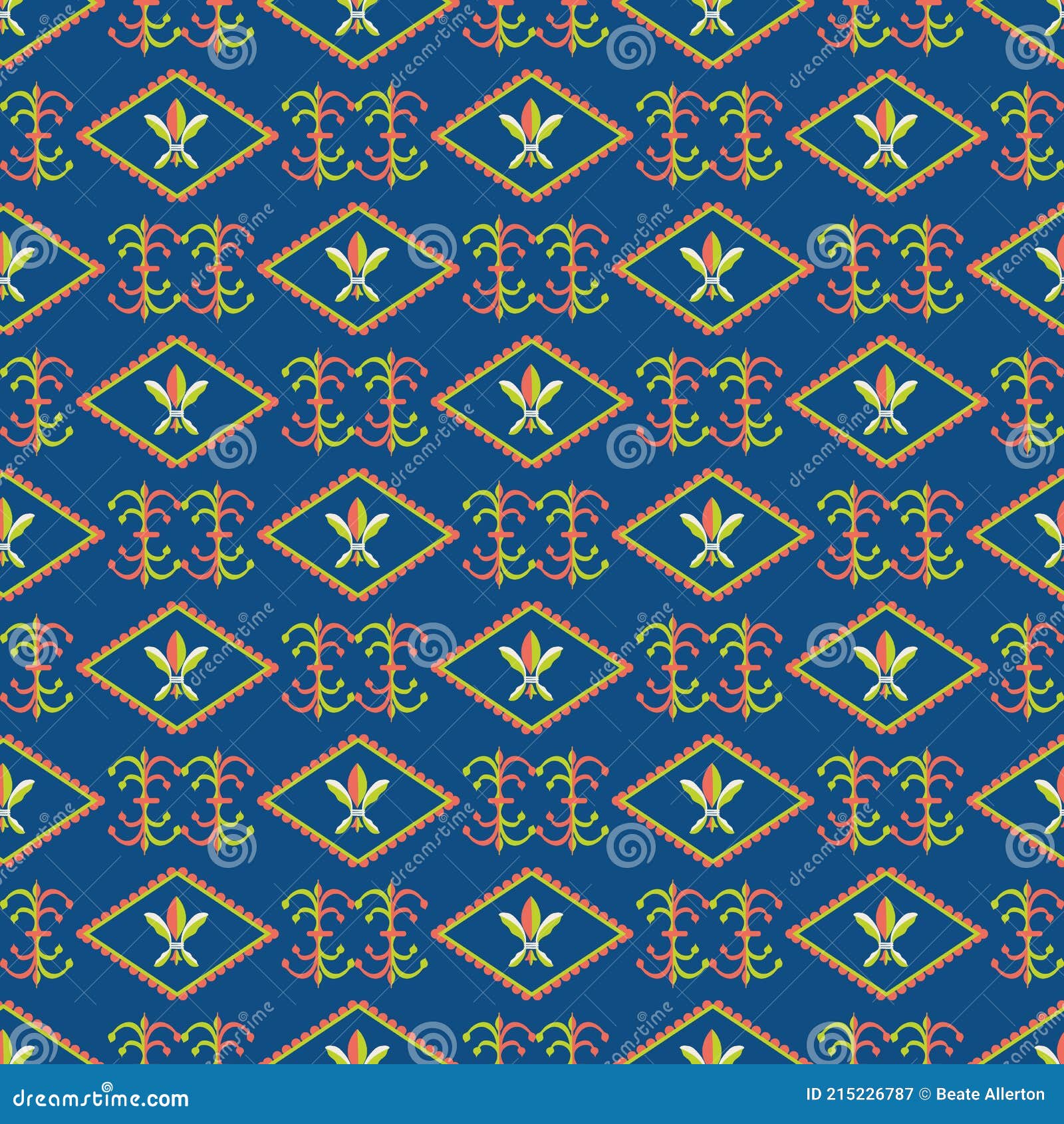 Vector Fleur-de-lys Diamond Shape Frames Seamless Pattern Background ...