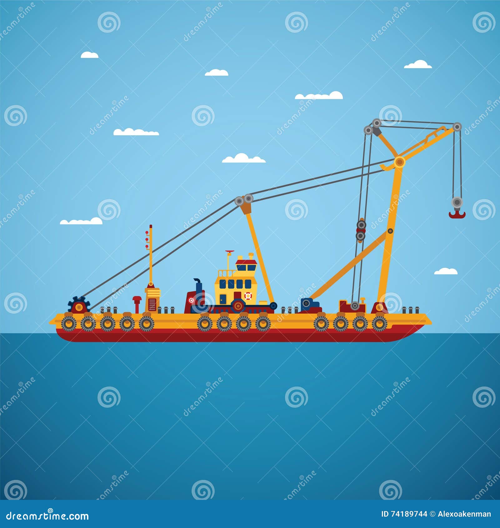 Vector Floating Marine Crane in Flat Style Stock Vector - Illustration ...