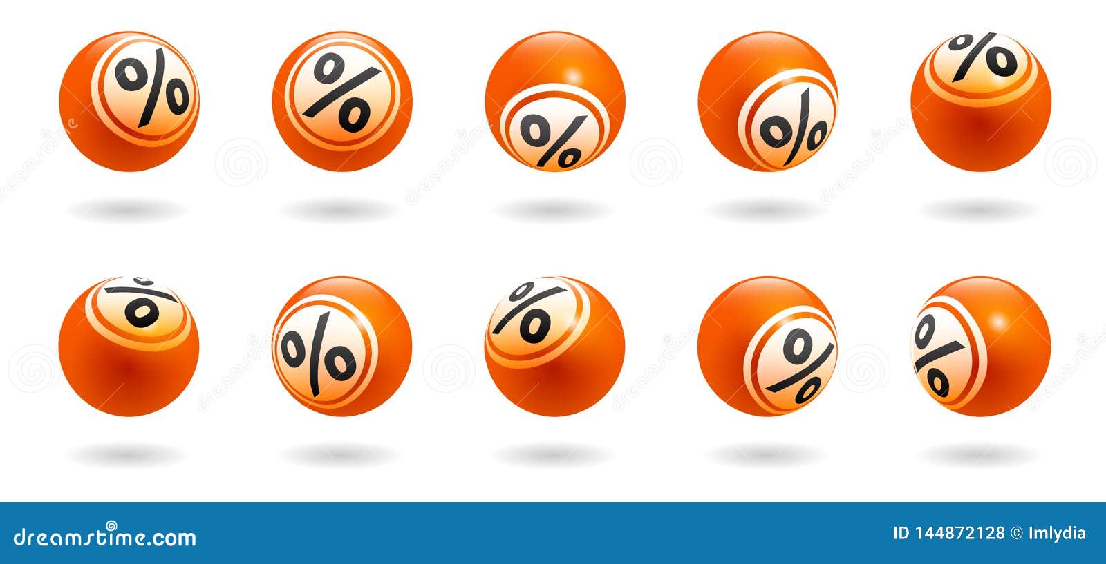 Vector Floating Orange Percent Sign Balls in Different Angle with ...