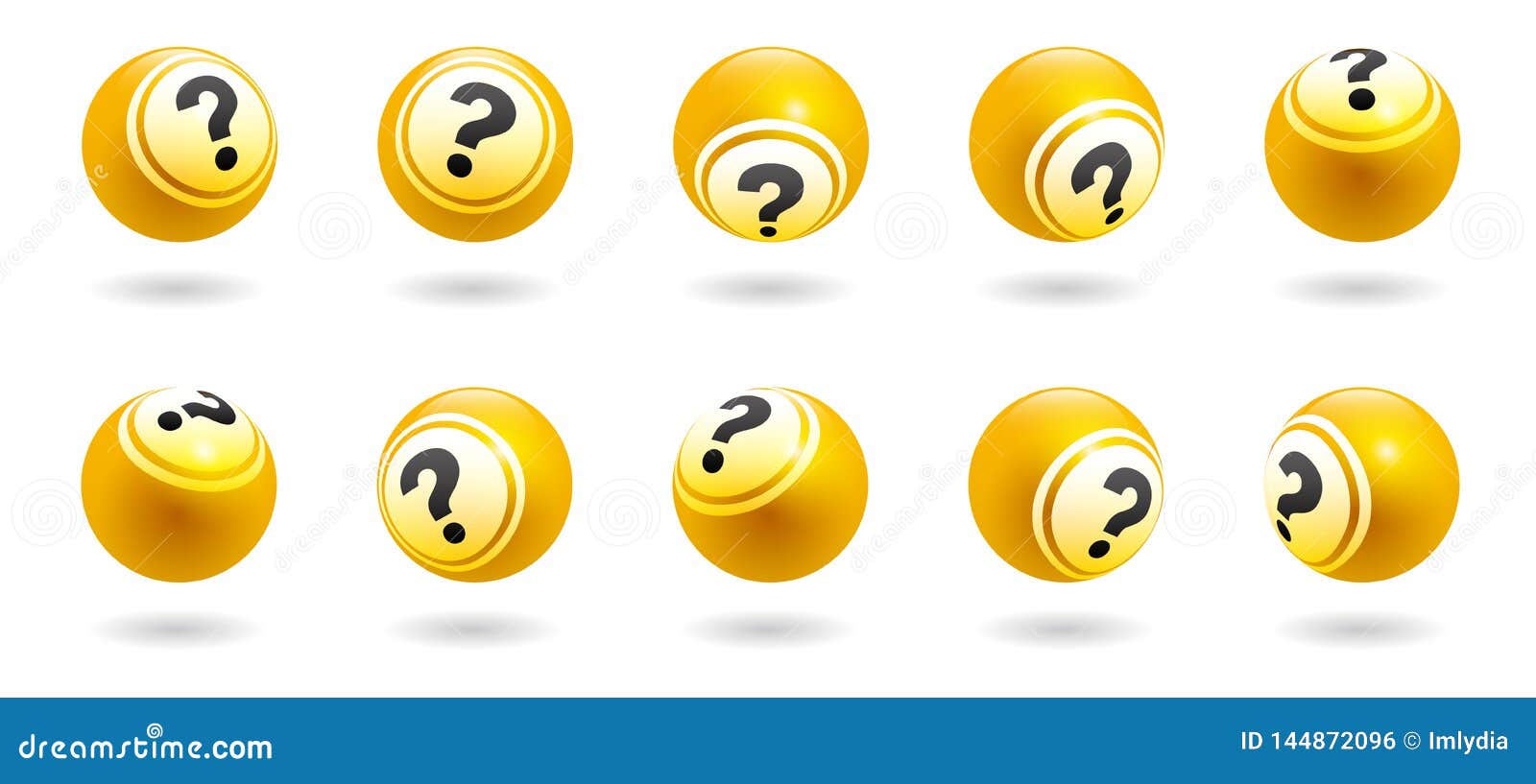 Vector Floating Yellow Question Mark Balls in Different Angle with ...