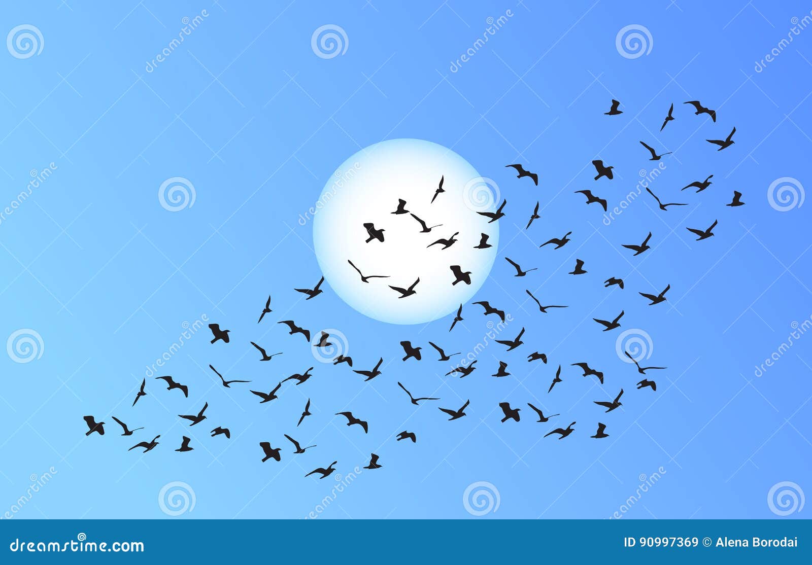 A Flock Of Flying Swallows. Vector Illustration Of Cartoon Swallows For ...
