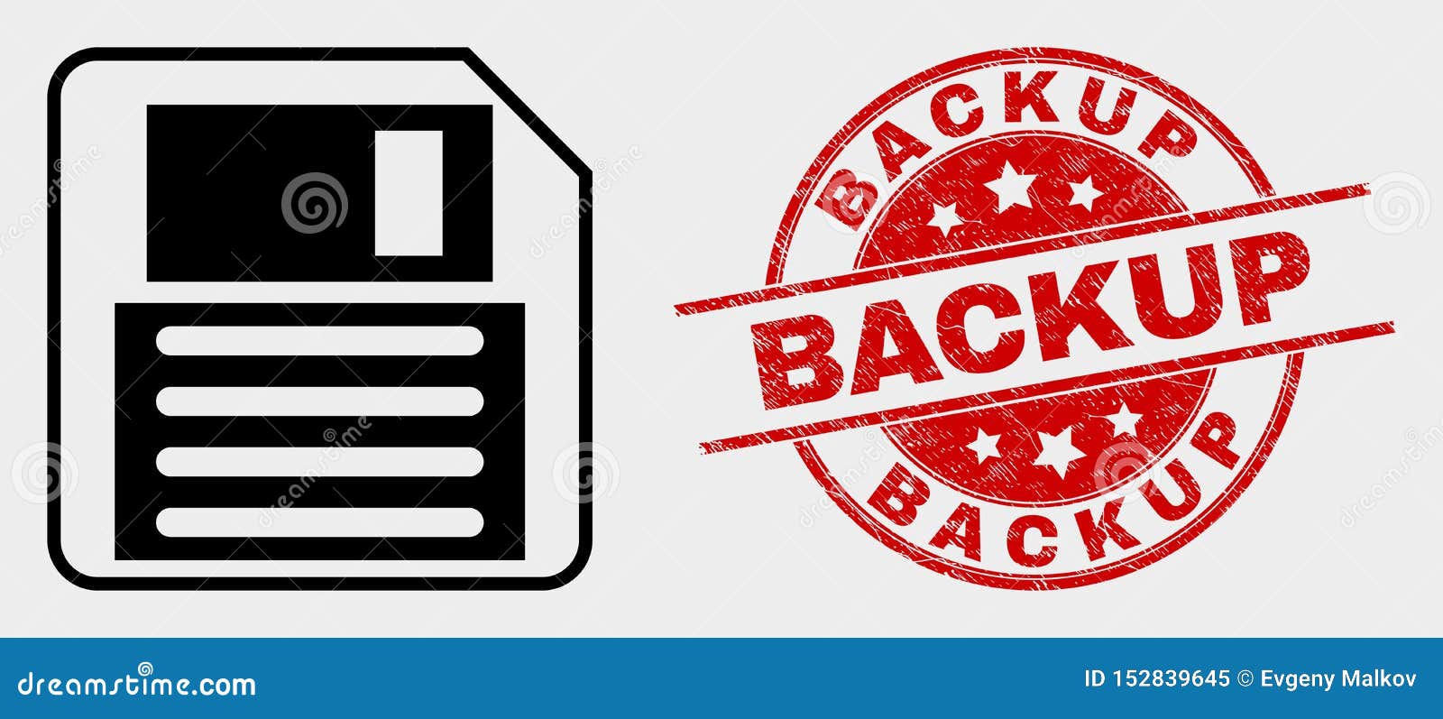 Vector Floppy Disk Icon and Scratched Backup Stamp Stock Vector ...