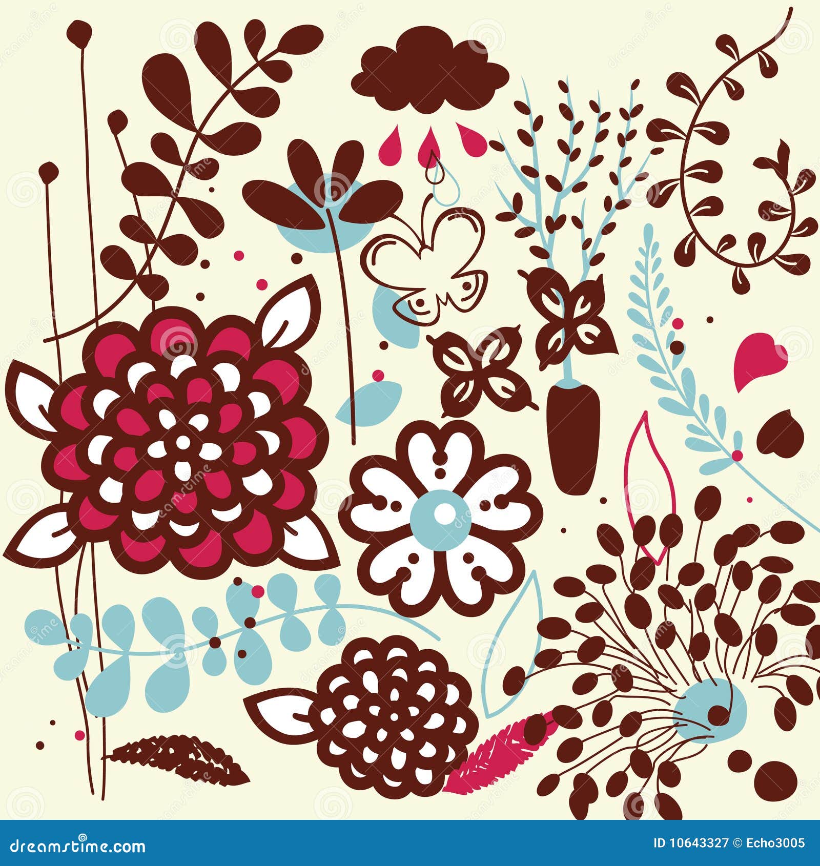 Vector flora set design stock illustration. Illustration of brown ...