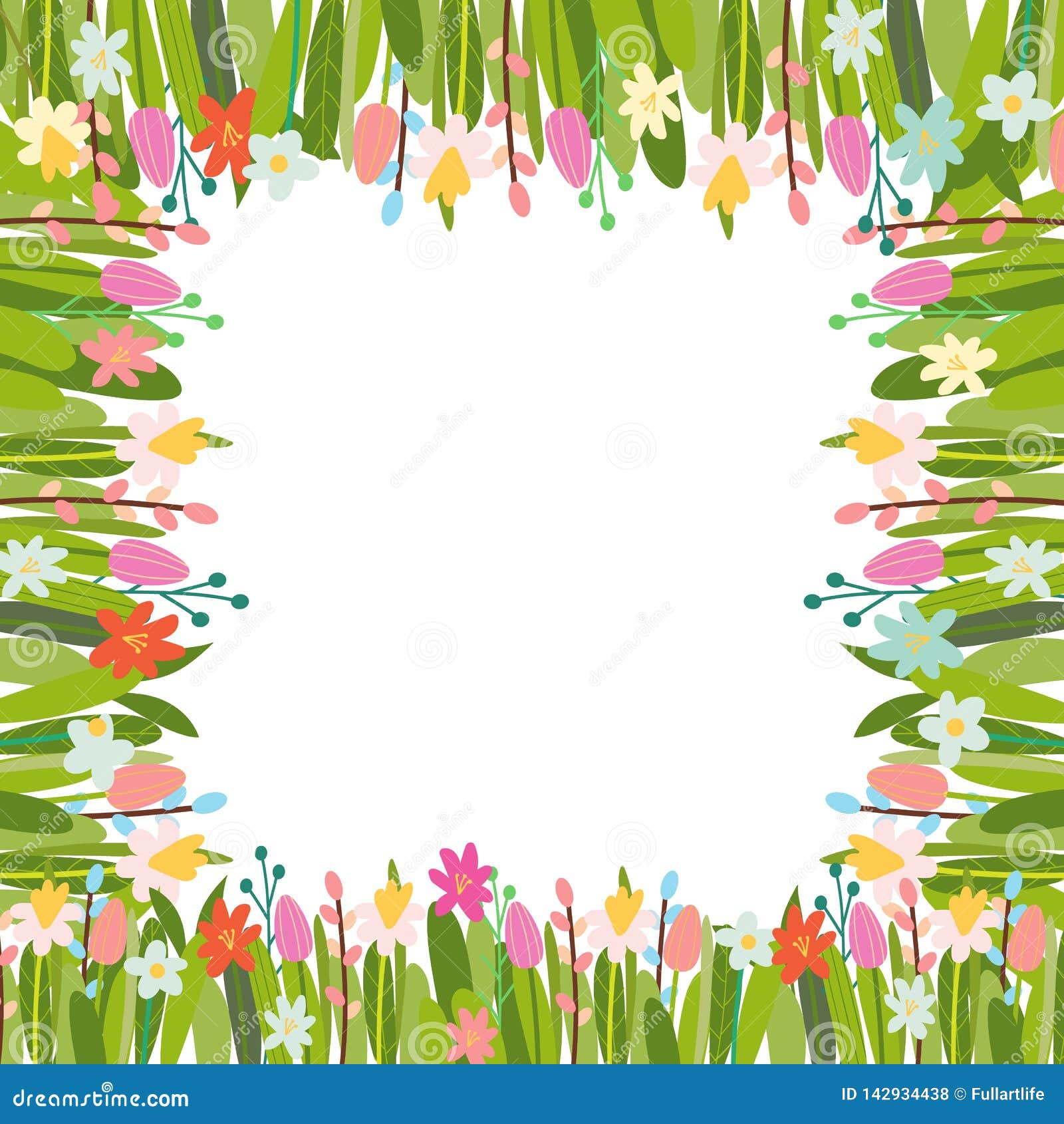 Vector Floral Background with Easter Elements and Flowers Stock ...