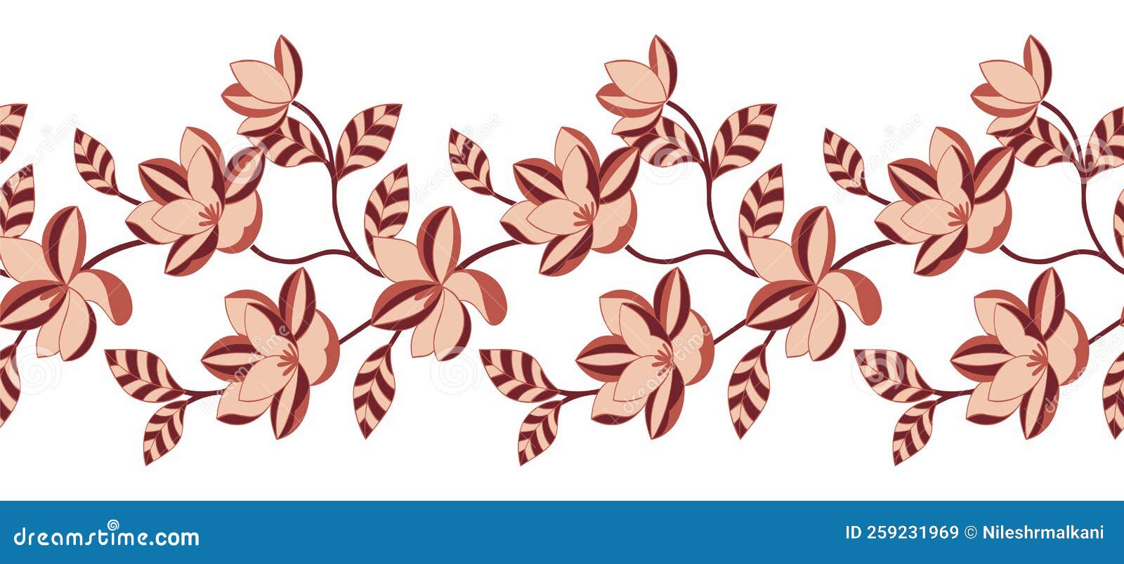 Vector Floral Border on White Background Stock Vector - Illustration of ...