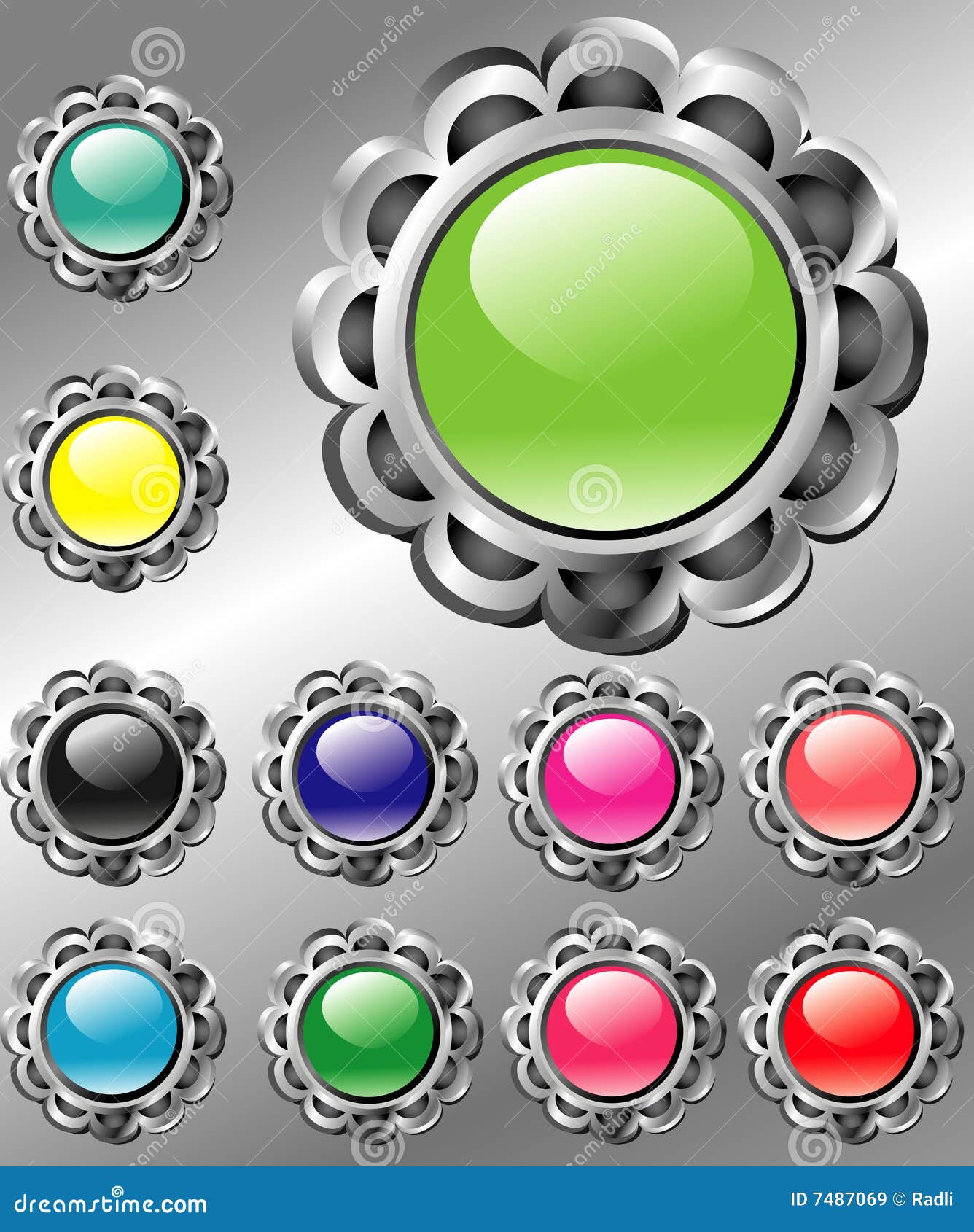 Vector floral buttons stock vector. Illustration of jewelry - 7487069