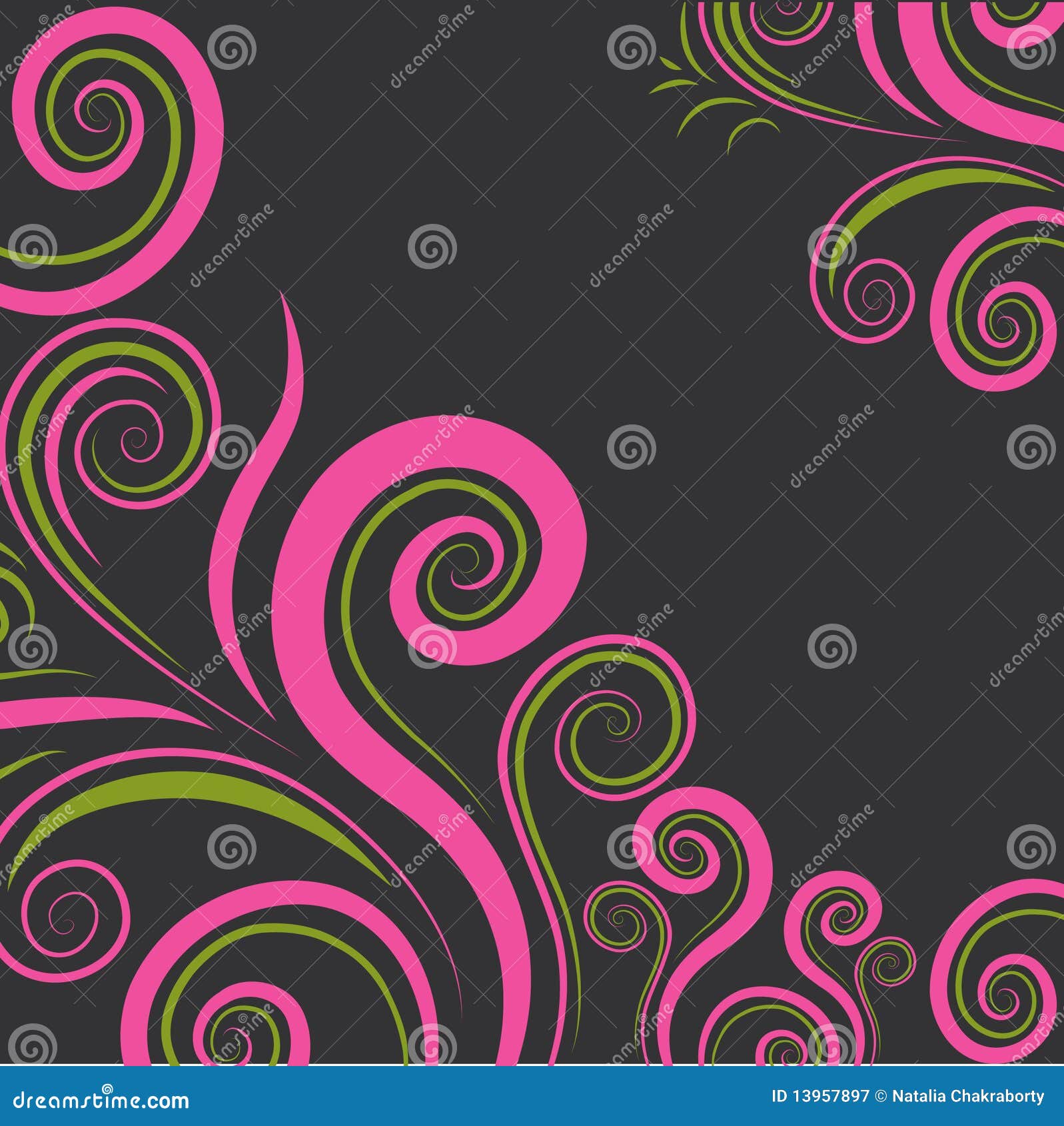 Vector Floral Colorful Twirl Pattern Stock Vector - Illustration of ...