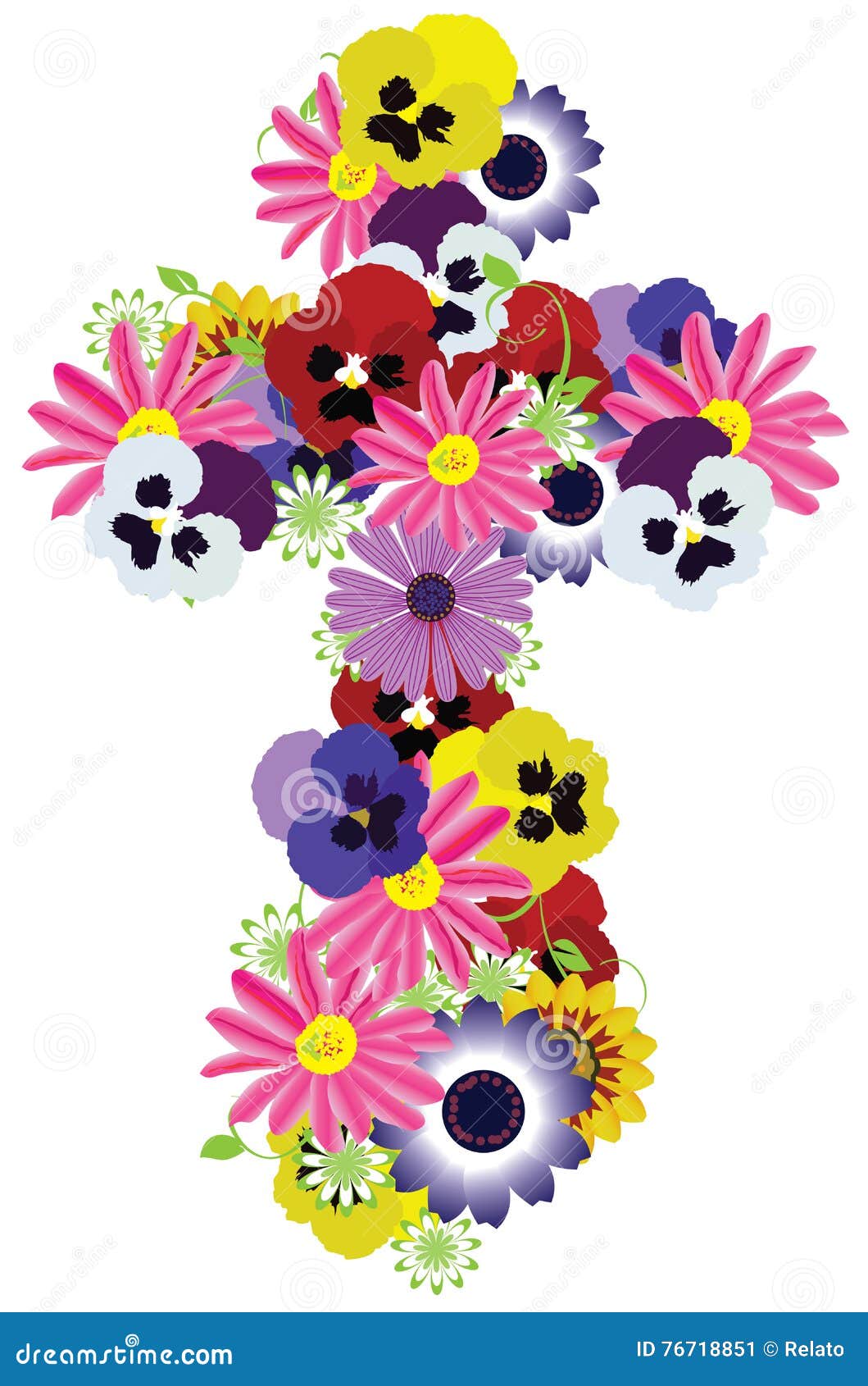 Vector floral cross stock vector. Illustration of spring - 76718851