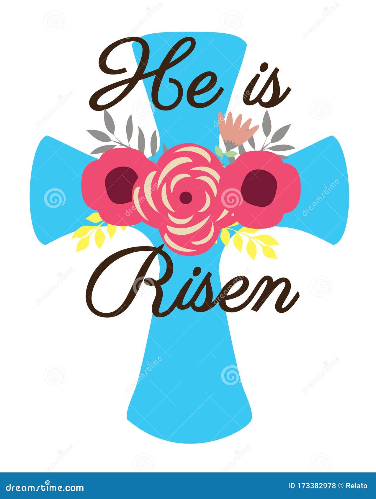 Vector Floral Cross he is Risen. Cross Silhouette. Stock Vector ...