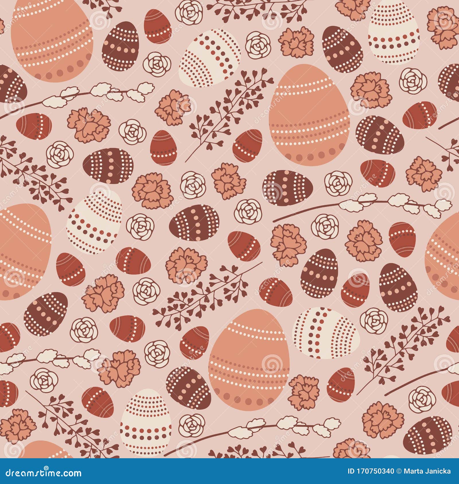 Vector Floral Easter Pattern in Pink and Red Stock Vector ...