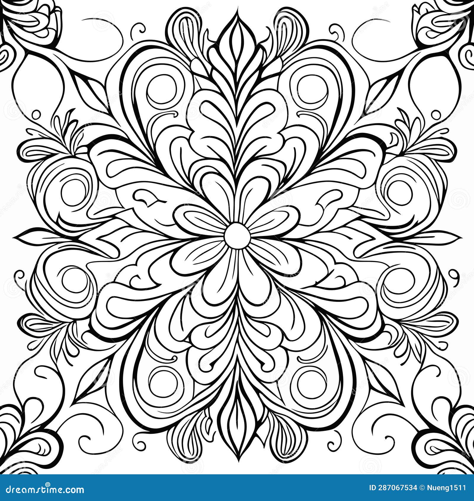 Floral Flower Pattern Outline Seamless Design Background_05 Stock ...