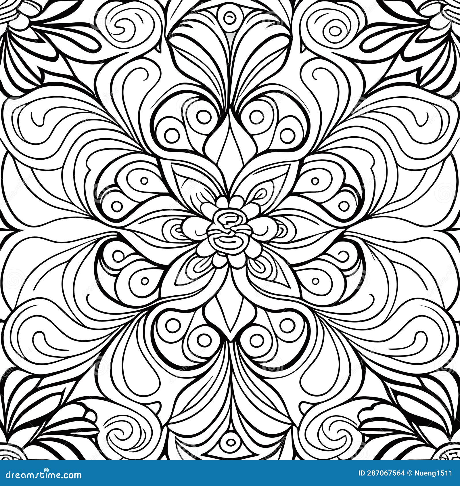 Floral Flower Pattern Outline Seamless Design Background_07 Stock ...