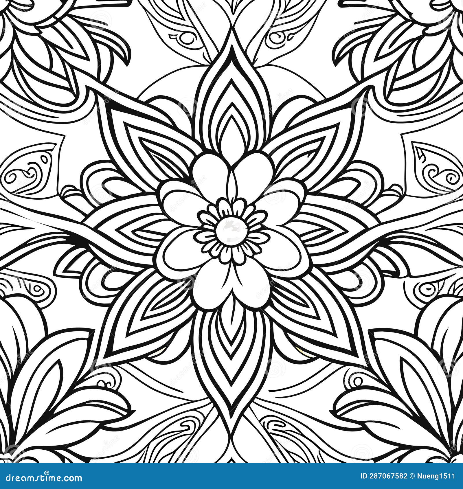 Floral Flower Pattern Outline Seamless Design Background_08 Stock ...