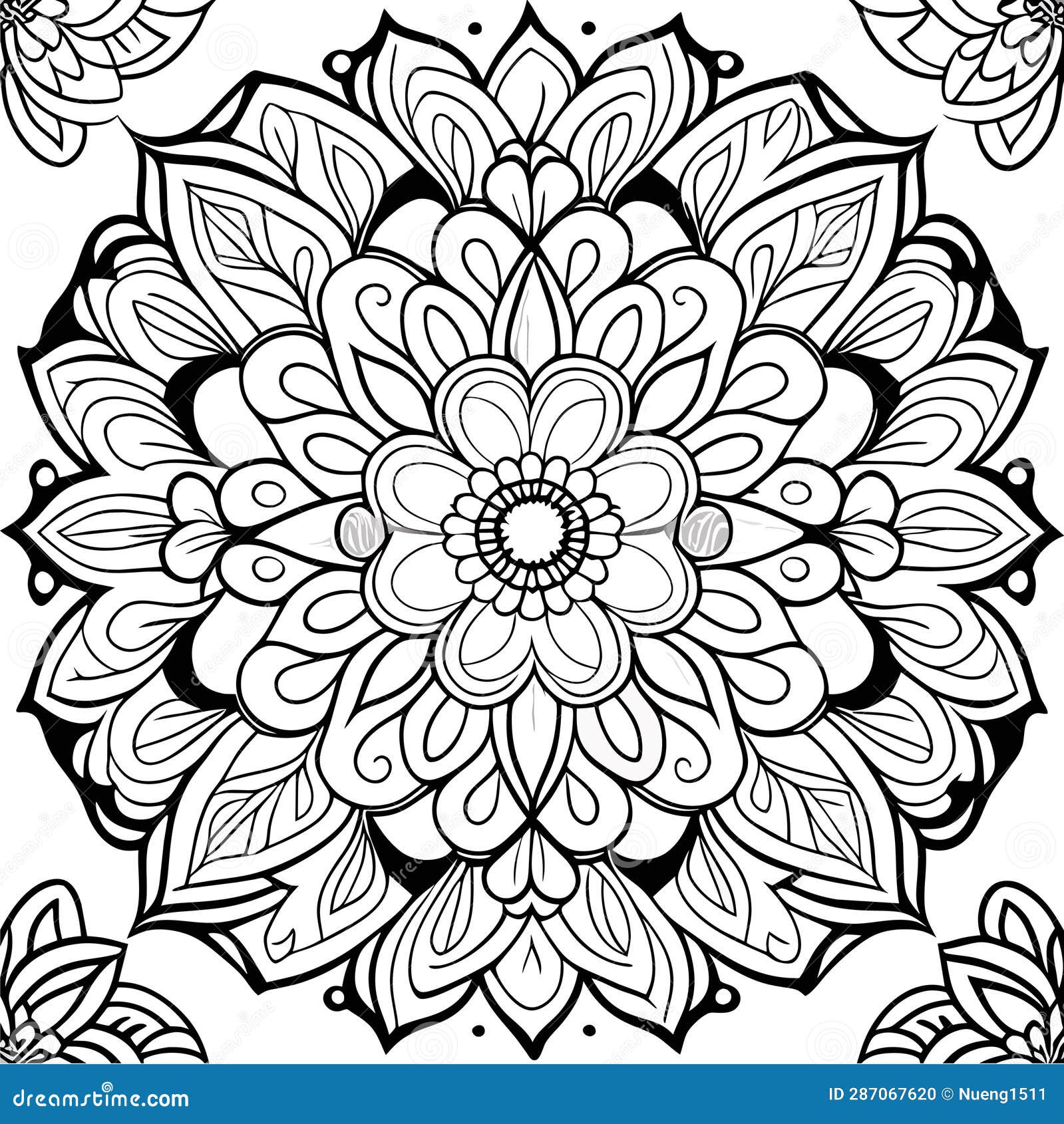 Floral Flower Pattern Outline Seamless Design Background_010 Stock ...