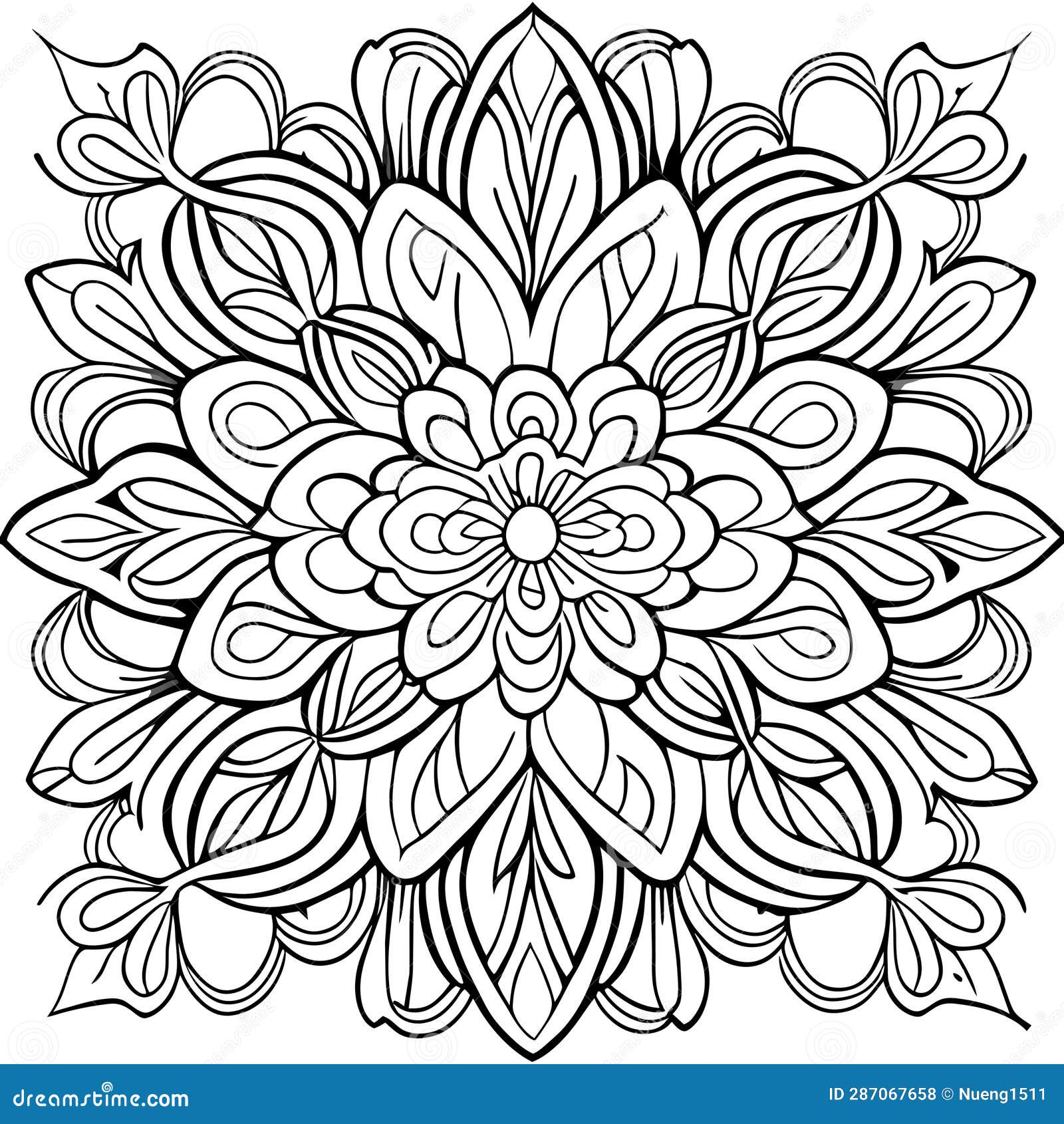 Floral Flower Pattern Outline Seamless Design Background_012 Stock ...