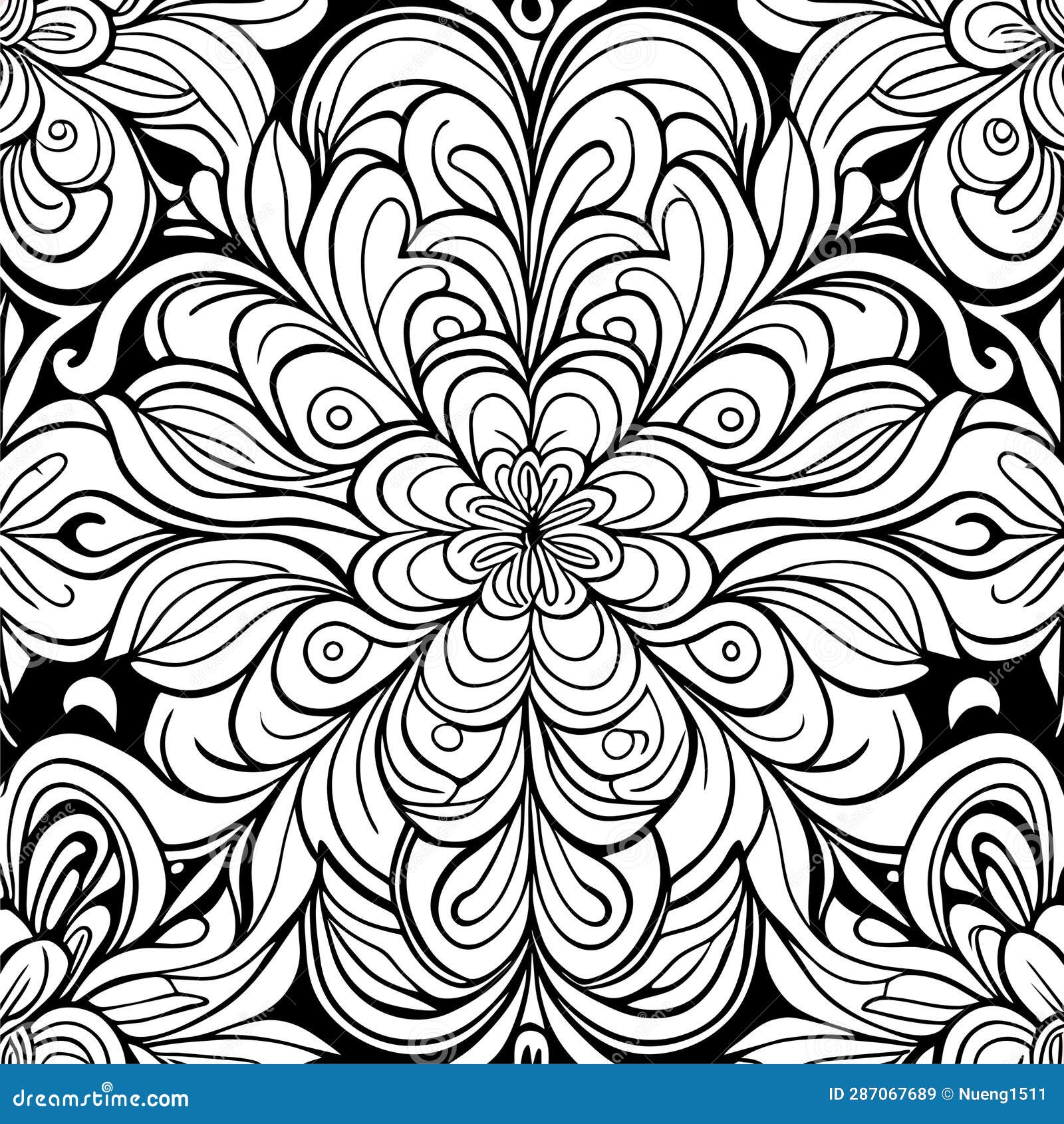 Floral Flower Pattern Outline Seamless Design Background_013 Stock ...