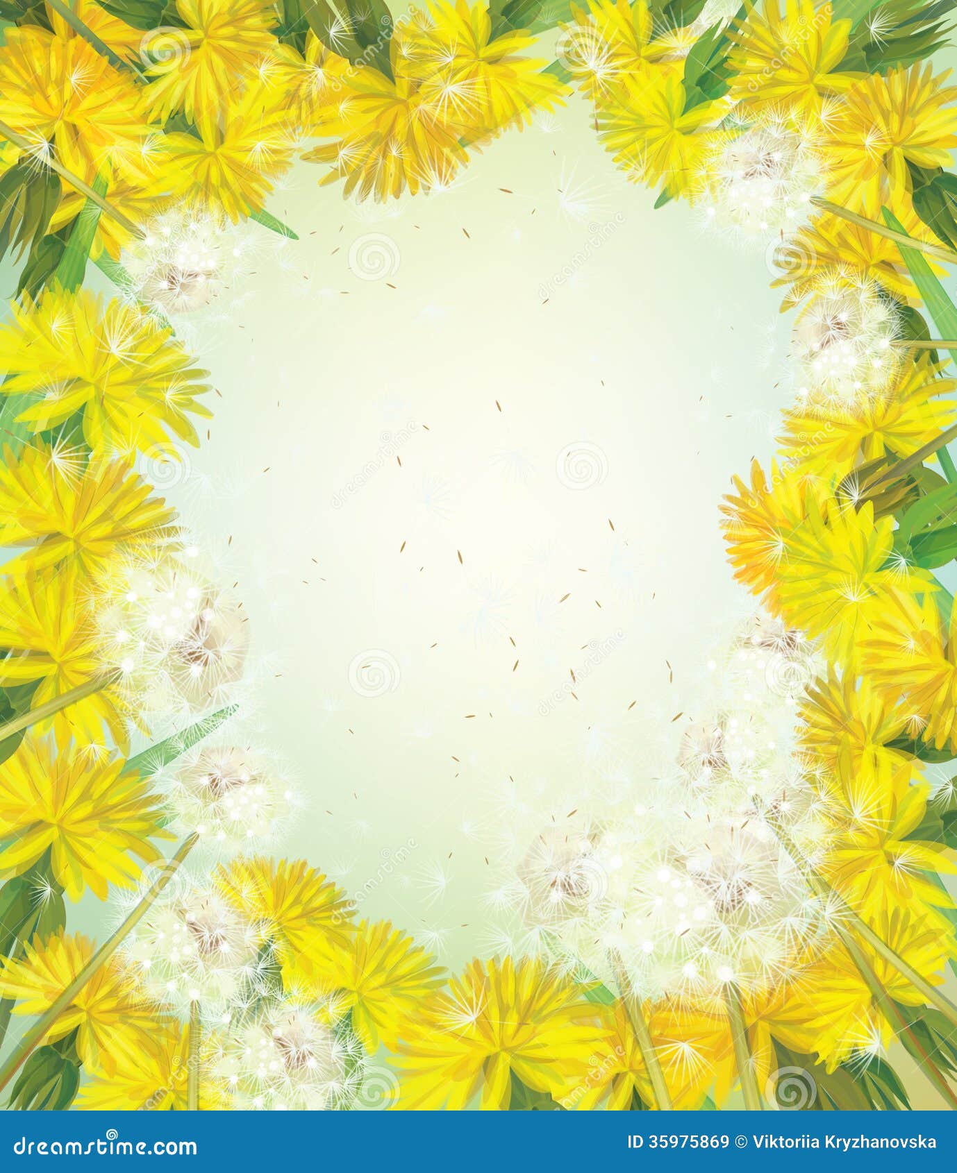 Vector Floral Frame with Dandelions. Stock Vector - Illustration of ...