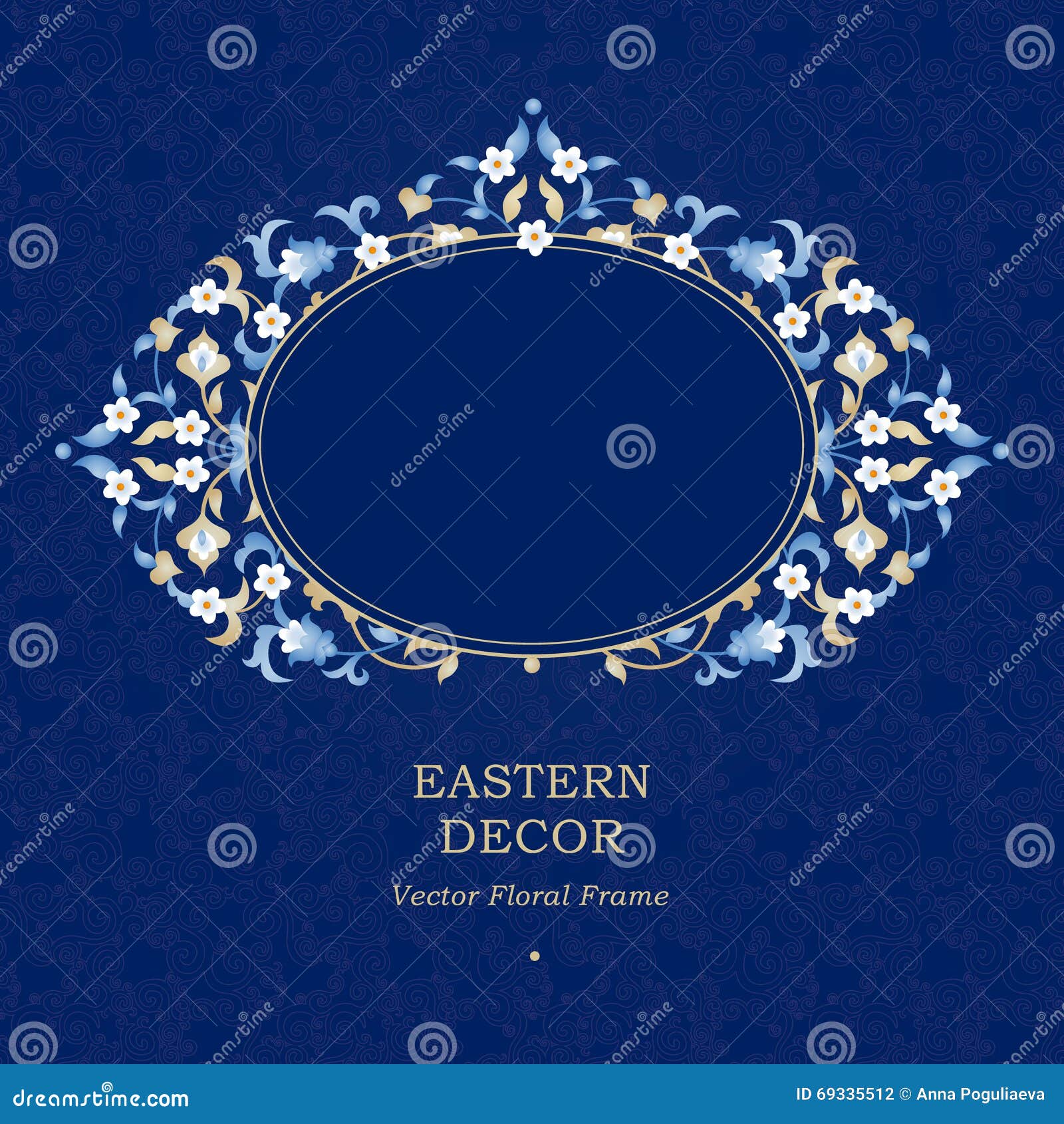 Vector Floral Frame in Eastern Style. Stock Vector - Illustration of ...