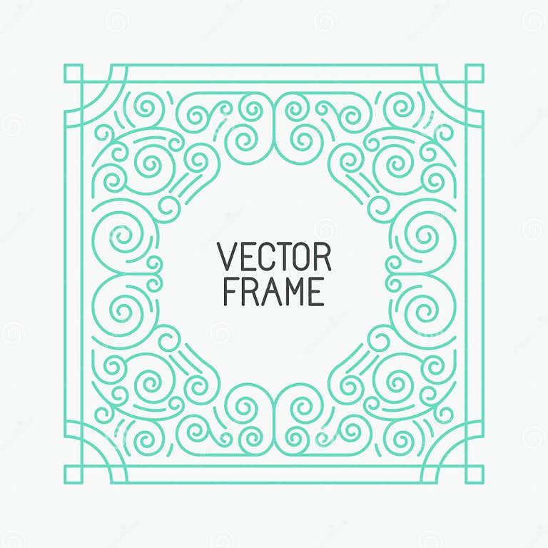 Vector Floral Frames in Mono Line Style Stock Vector - Illustration of ...