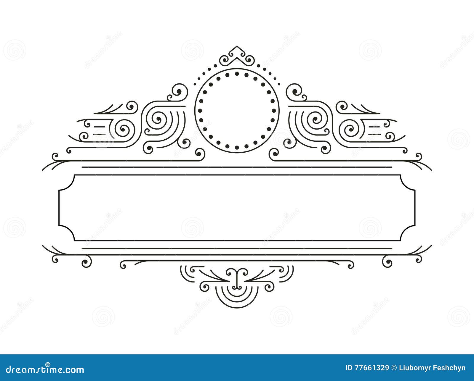 Vector Floral Frames in Mono Line Style with Copy Space for Text - Logo ...