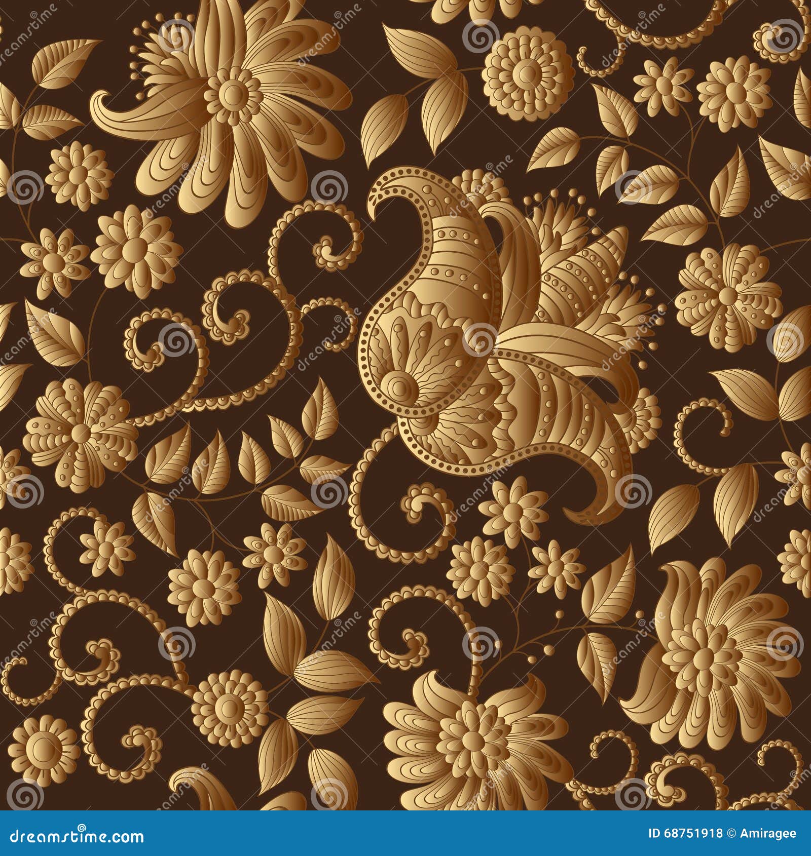 Vector floral gold pattern stock vector. Illustration of burlap - 68751918