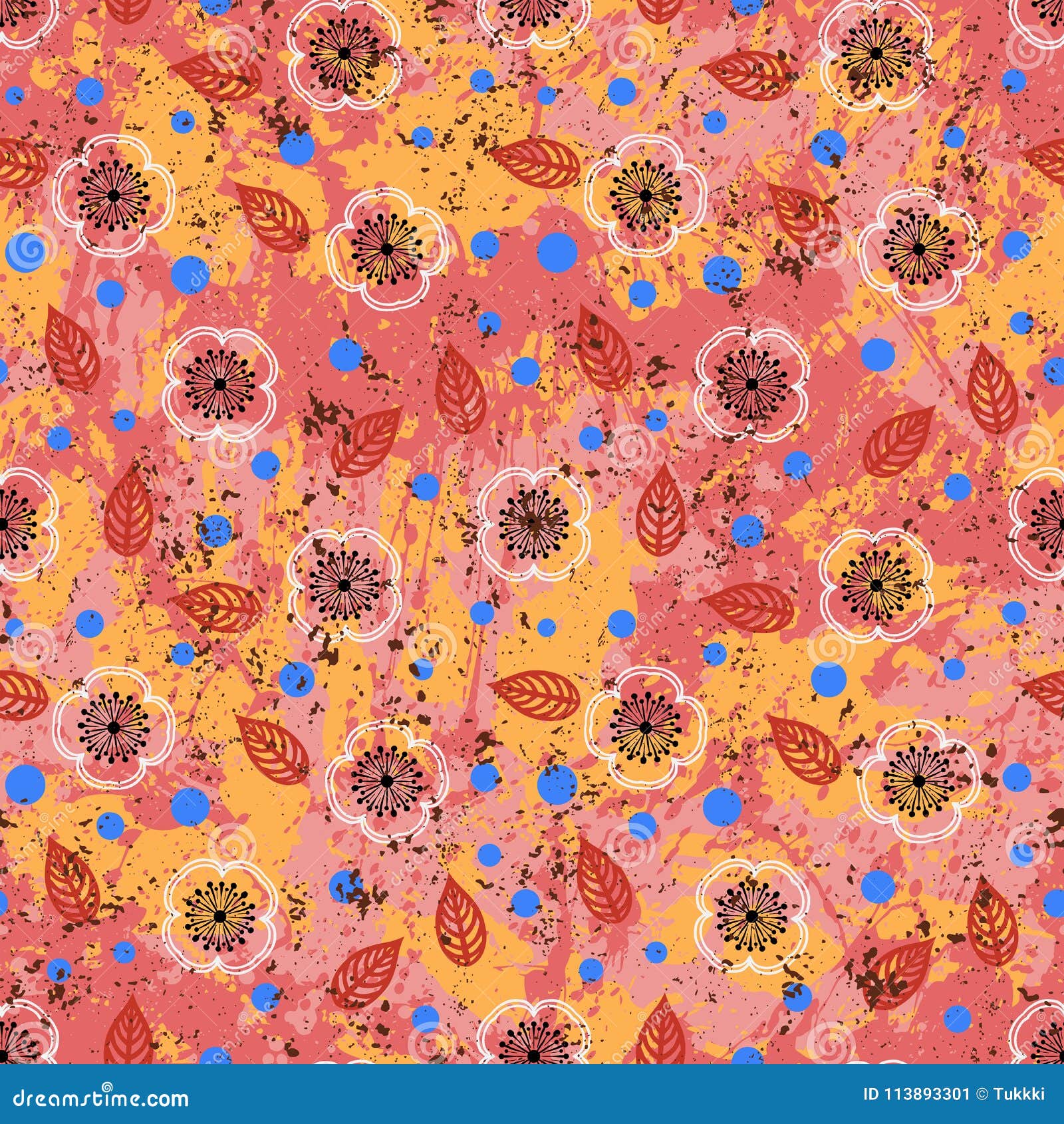 Vector Floral Grunge Pattern with Ditsy Flowers Stock Vector ...