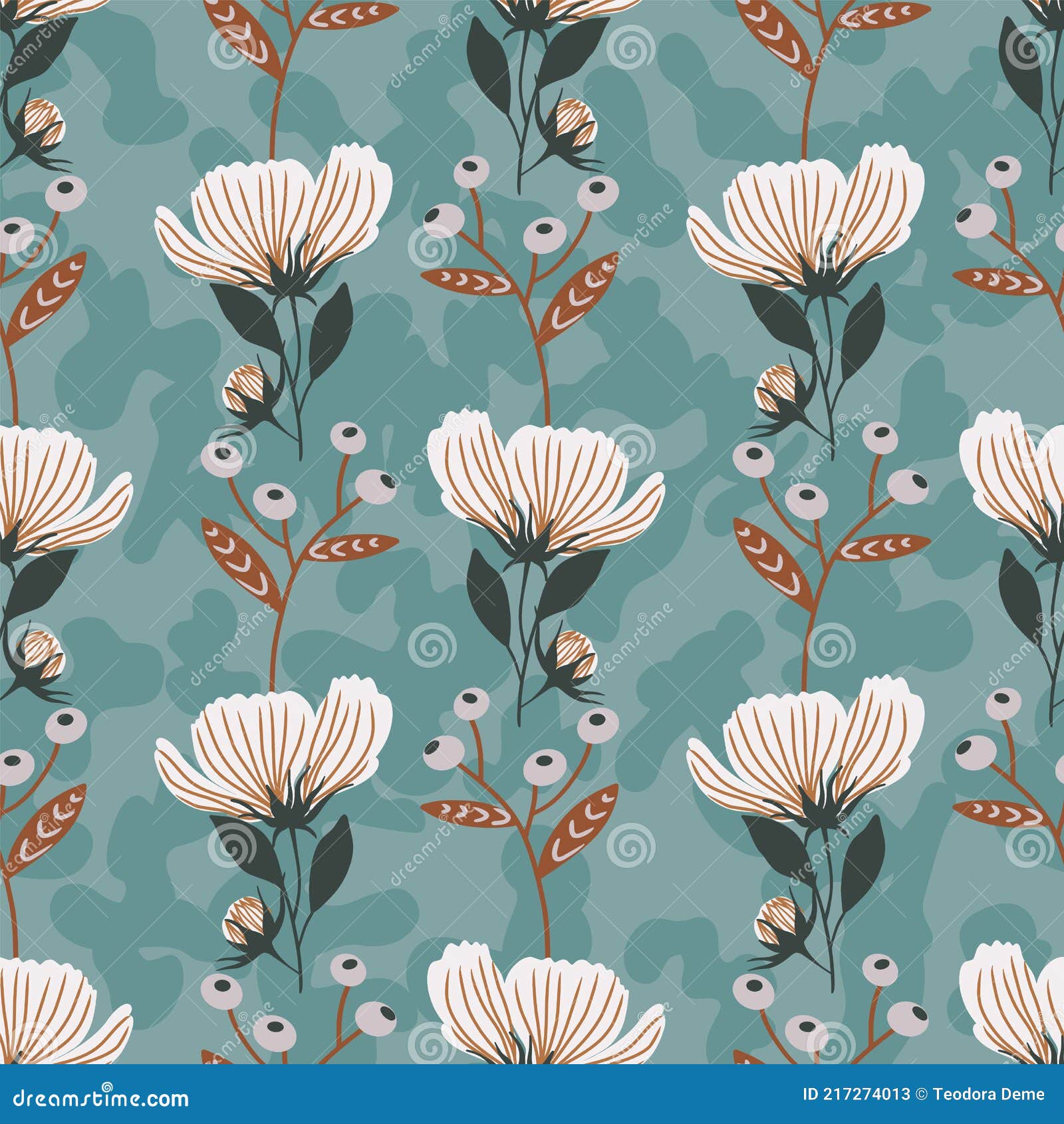 Vector Floral Half Drop Repeat Seamless Pattern Background. Stock ... Vector Floral Half Drop Repeat Seamless Pattern Background. Stock ...