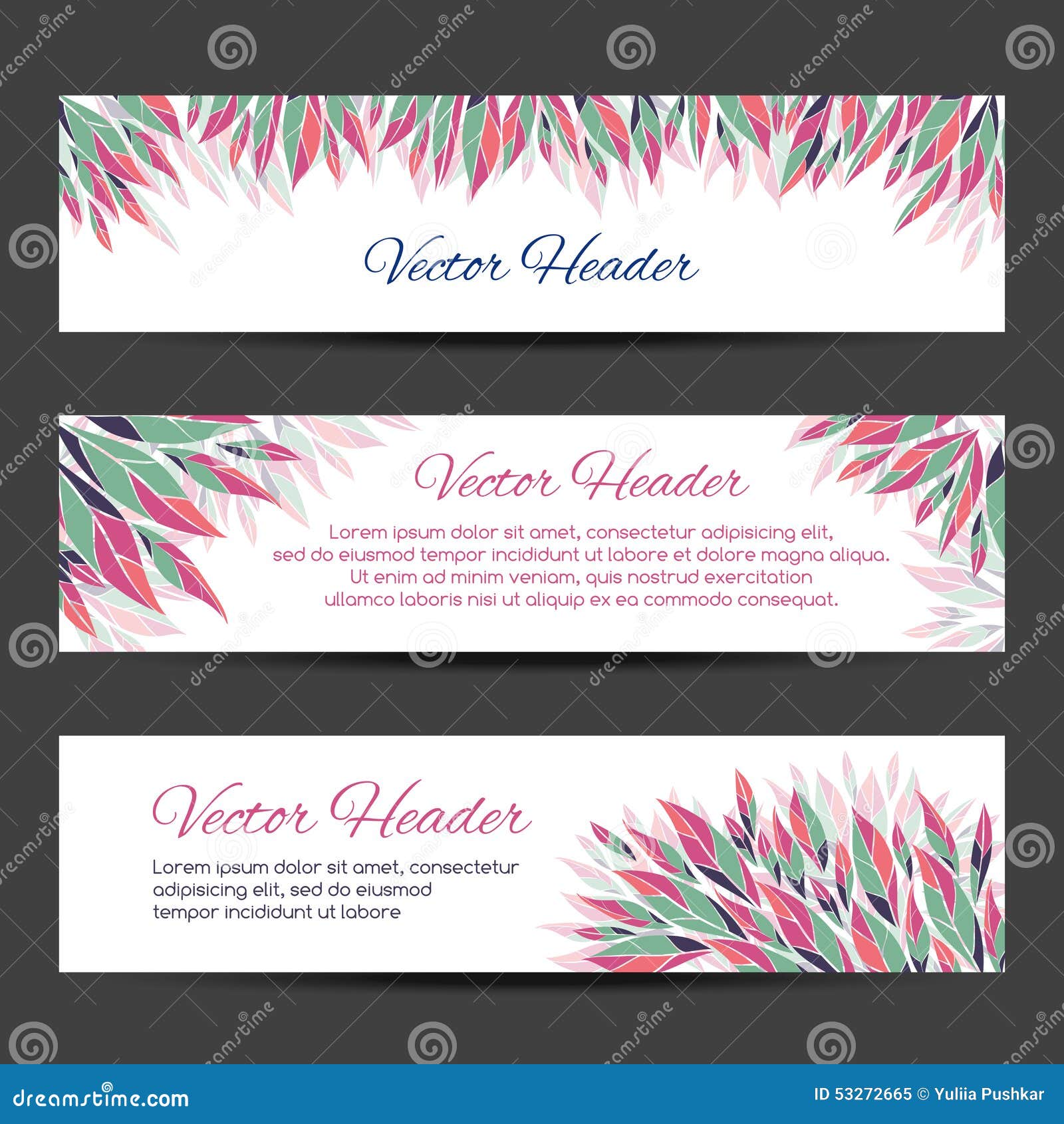 Vector floral headers stock vector. Illustration of fresh - 53272665