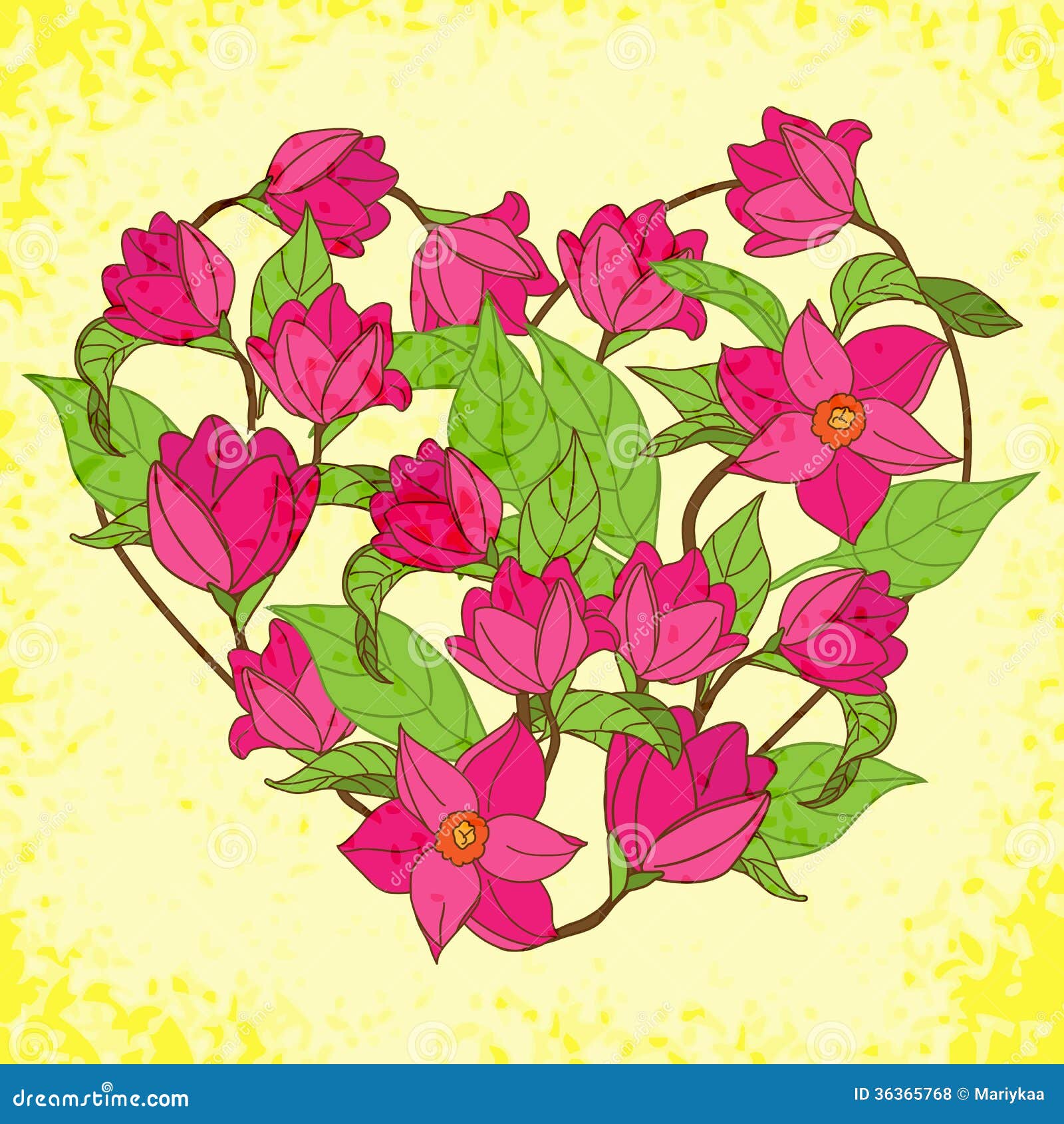 Vector Floral Heart with Magnolia Stock Vector - Illustration of petal ...