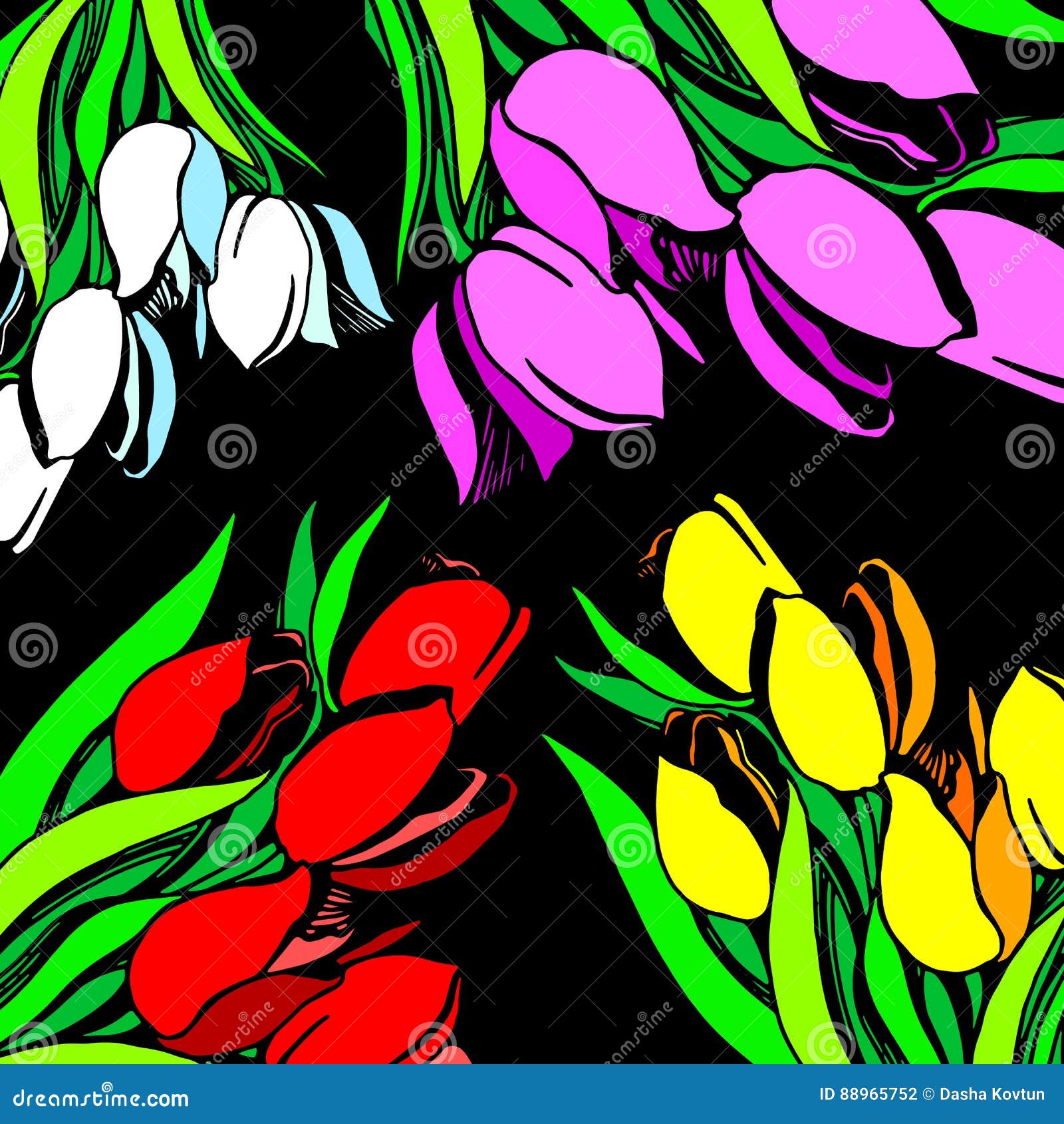 Vector Floral Illustration Nature Tulip Green Spring Stock Vector ...