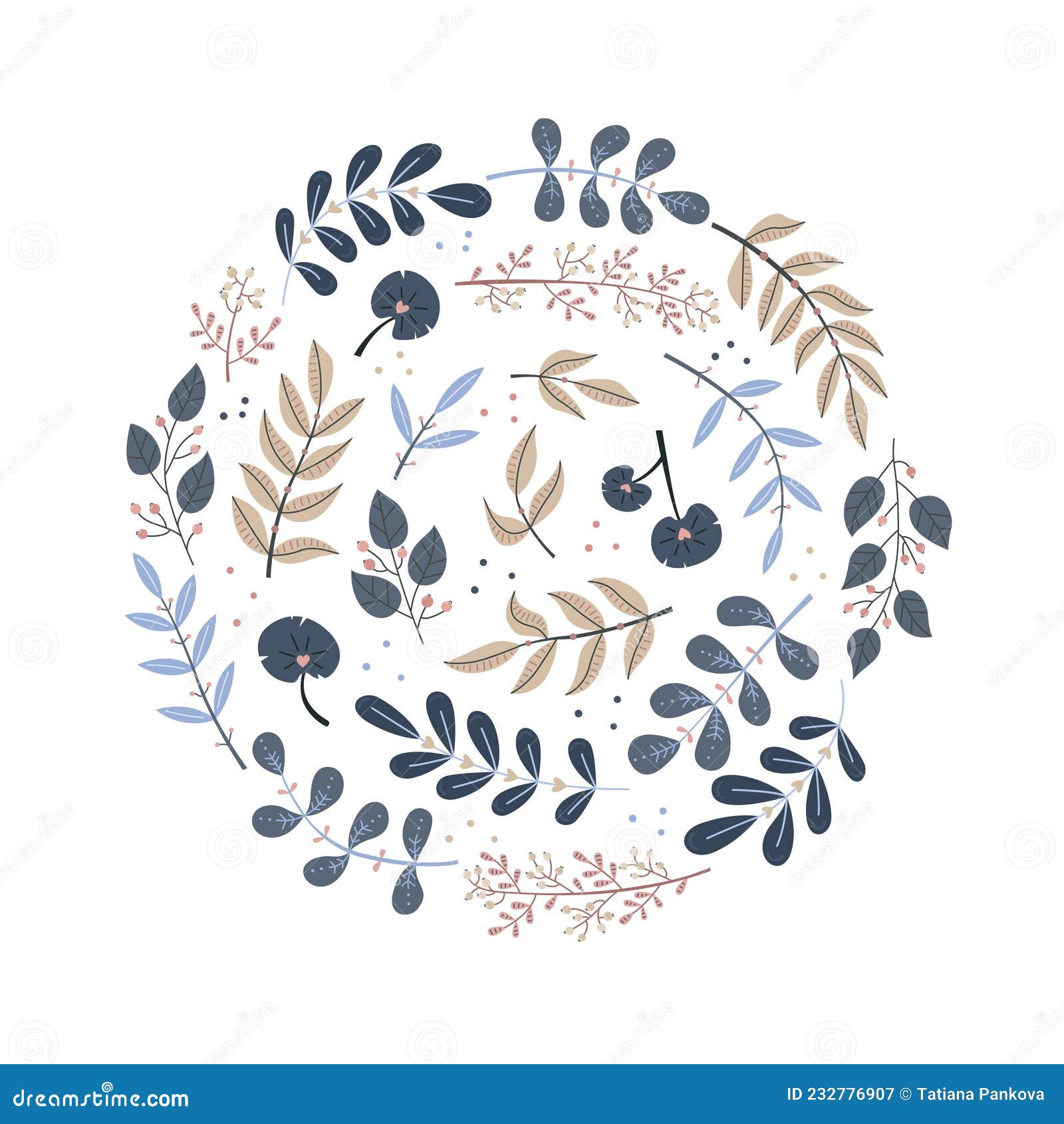 Vector Floral Illustration in a Round Shape. Botanical Illustration ...