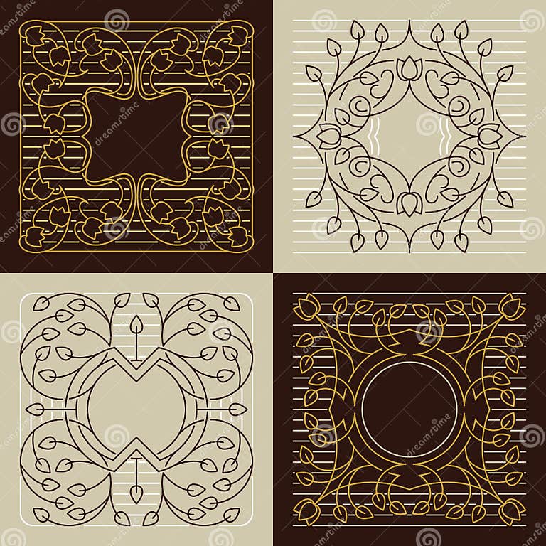 Vector Floral Mono Line Frames with Copy Space Stock Vector ...