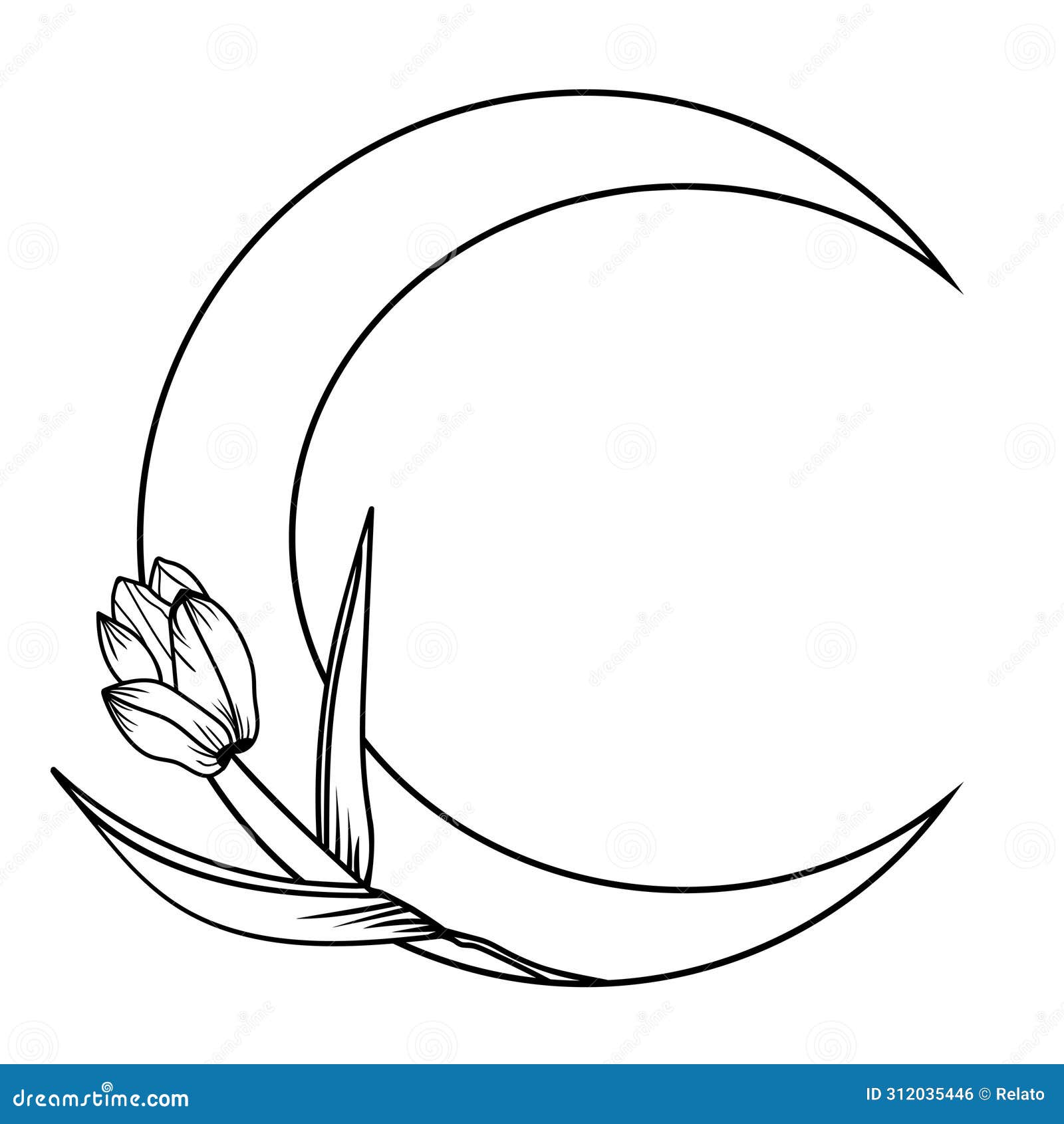 Vector Floral moon stock vector. Illustration of background - 312035446