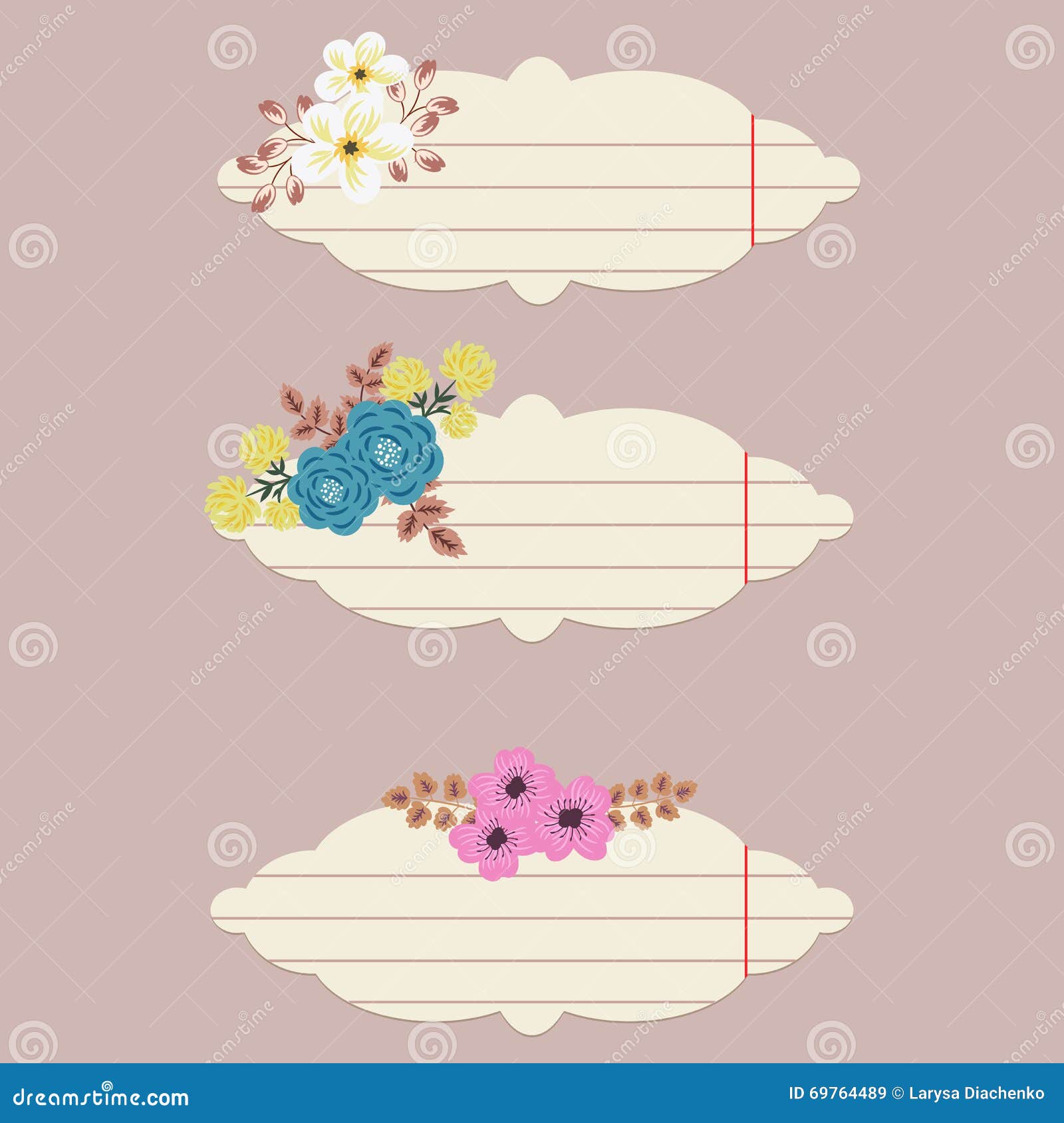 Vector floral notes stock vector. Illustration of note - 69764489