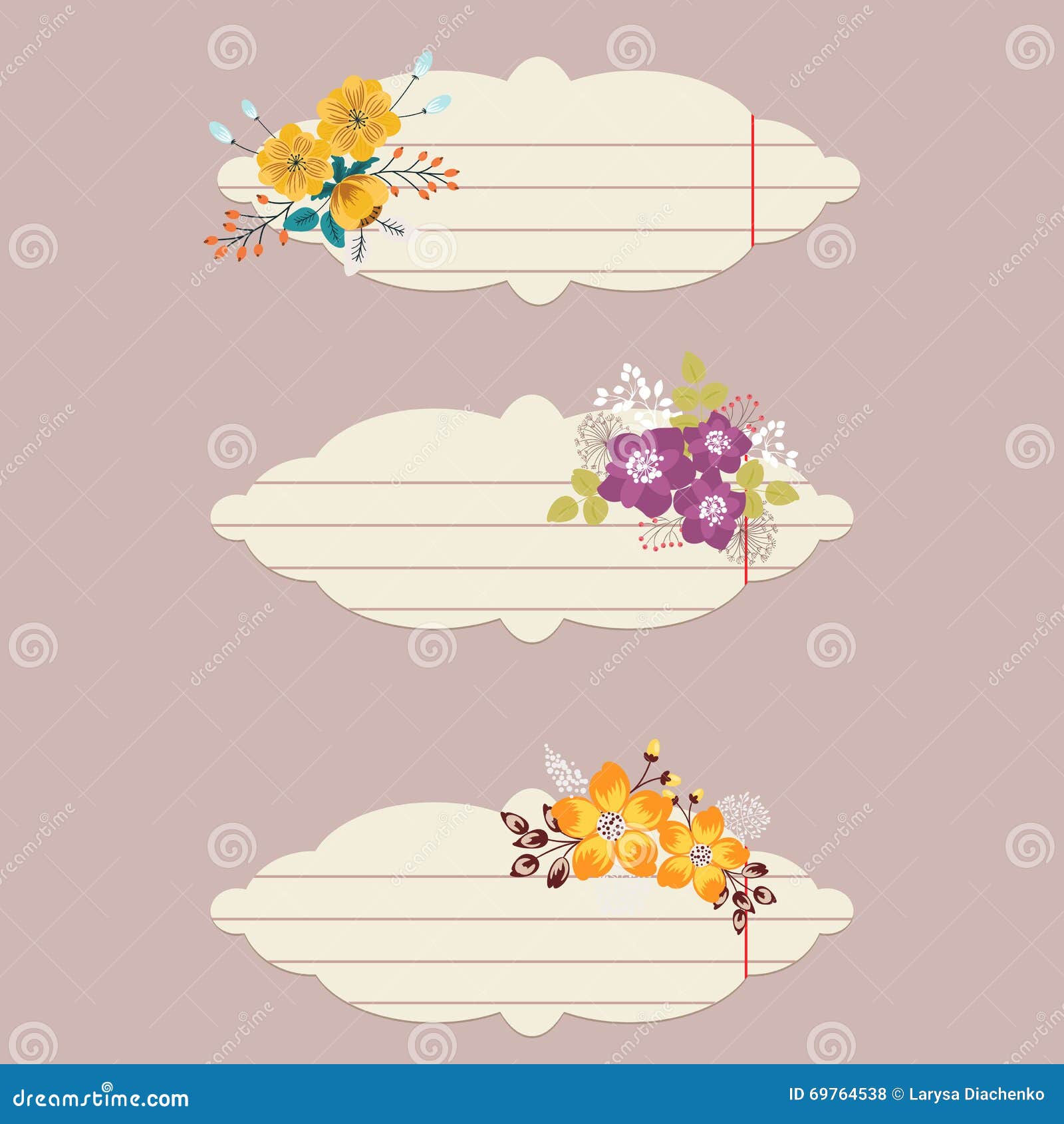 Vector floral notes stock vector. Illustration of background - 69764538