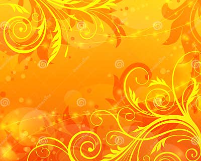 Vector Floral Orange Background Stock Vector - Illustration of fantasy ...