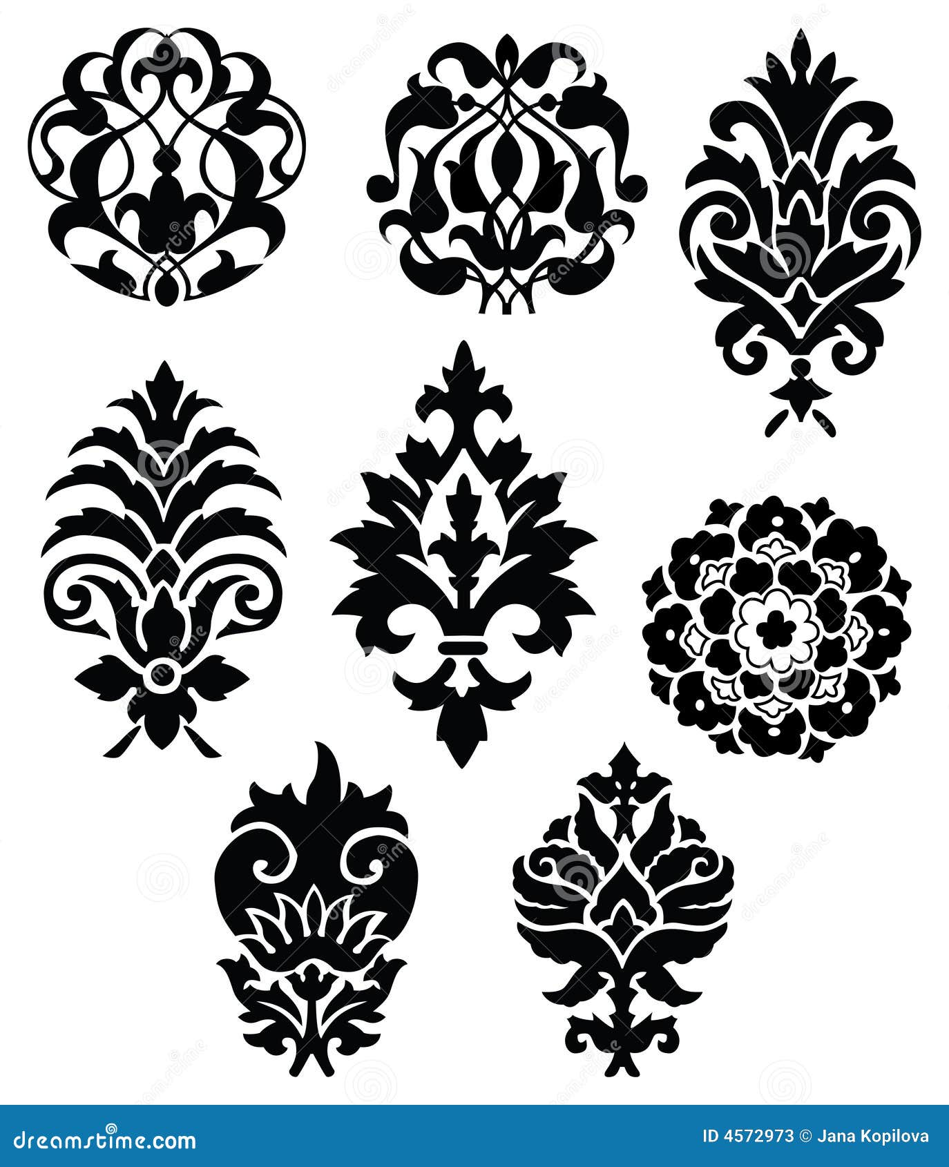 Vector floral ornament set stock vector. Illustration of design - 4572973