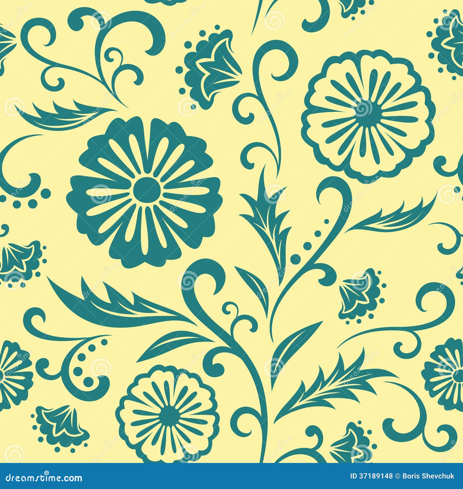 Vector Floral Ornate Seamless Pattern. Stock Vector - Illustration of ...