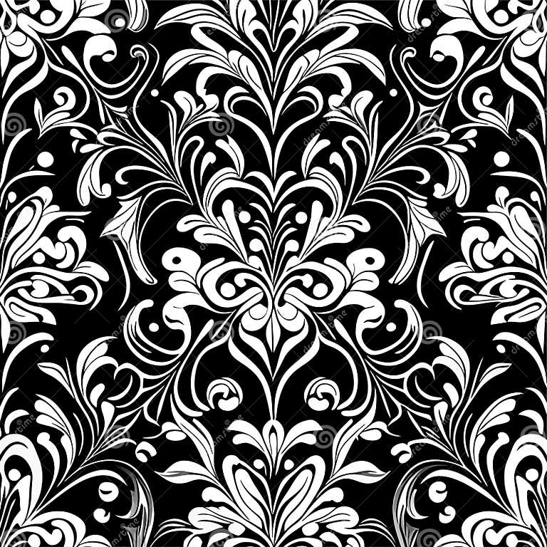 Floral Outline Pattern Seamless Design Background_031 Stock ...