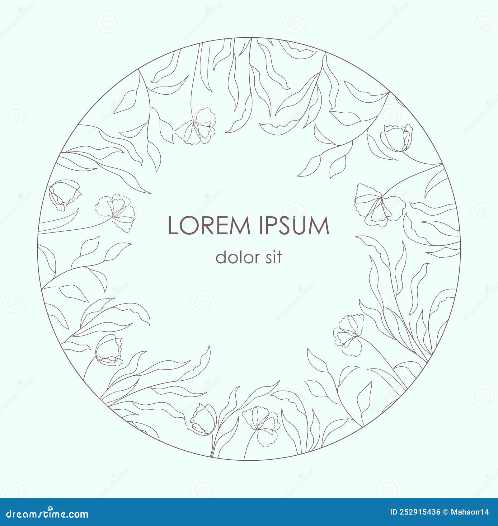 Round Circle Floral Frame with Copy Space Stock Illustration ...
