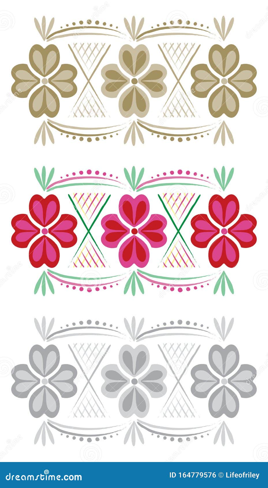 Vector Floral Pattern or Border Stock Vector - Illustration of pattern ...