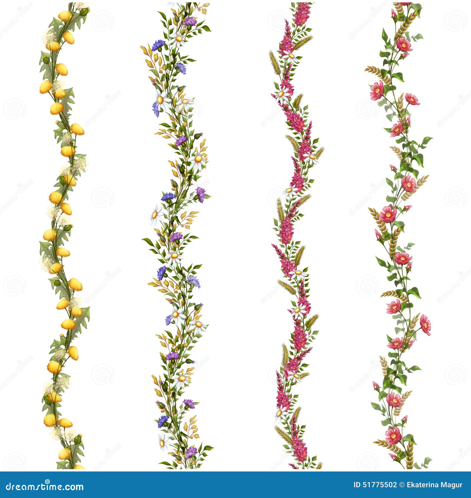 Vector Floral Pattern Brushes for Your Design Stock Vector ...