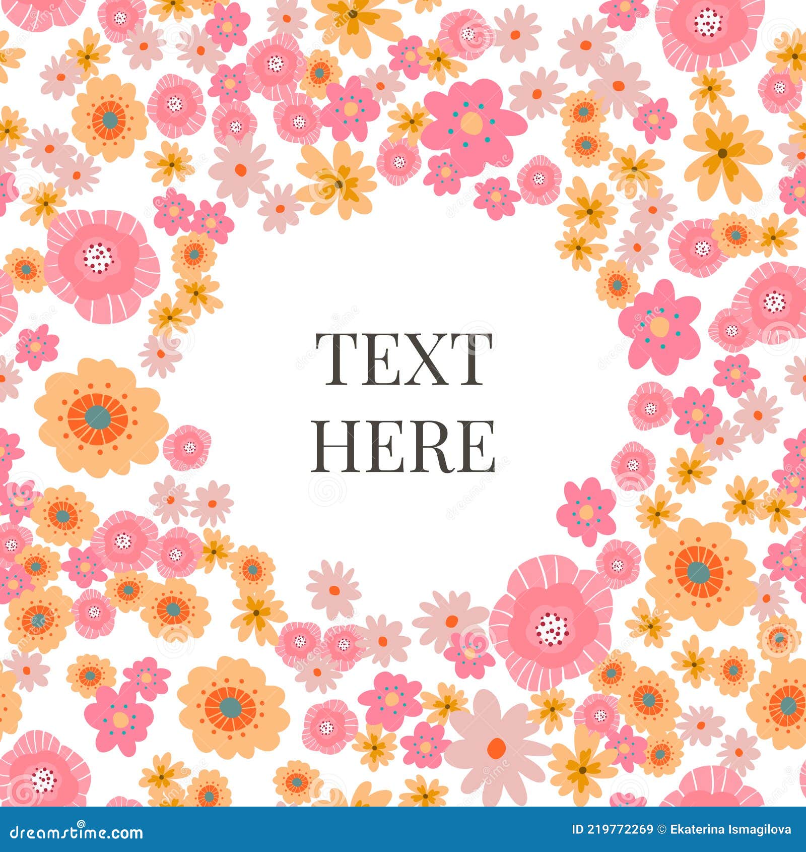 Vector Floral Pattern in Doodle Style with Flowers and Leaves. Gentle ...