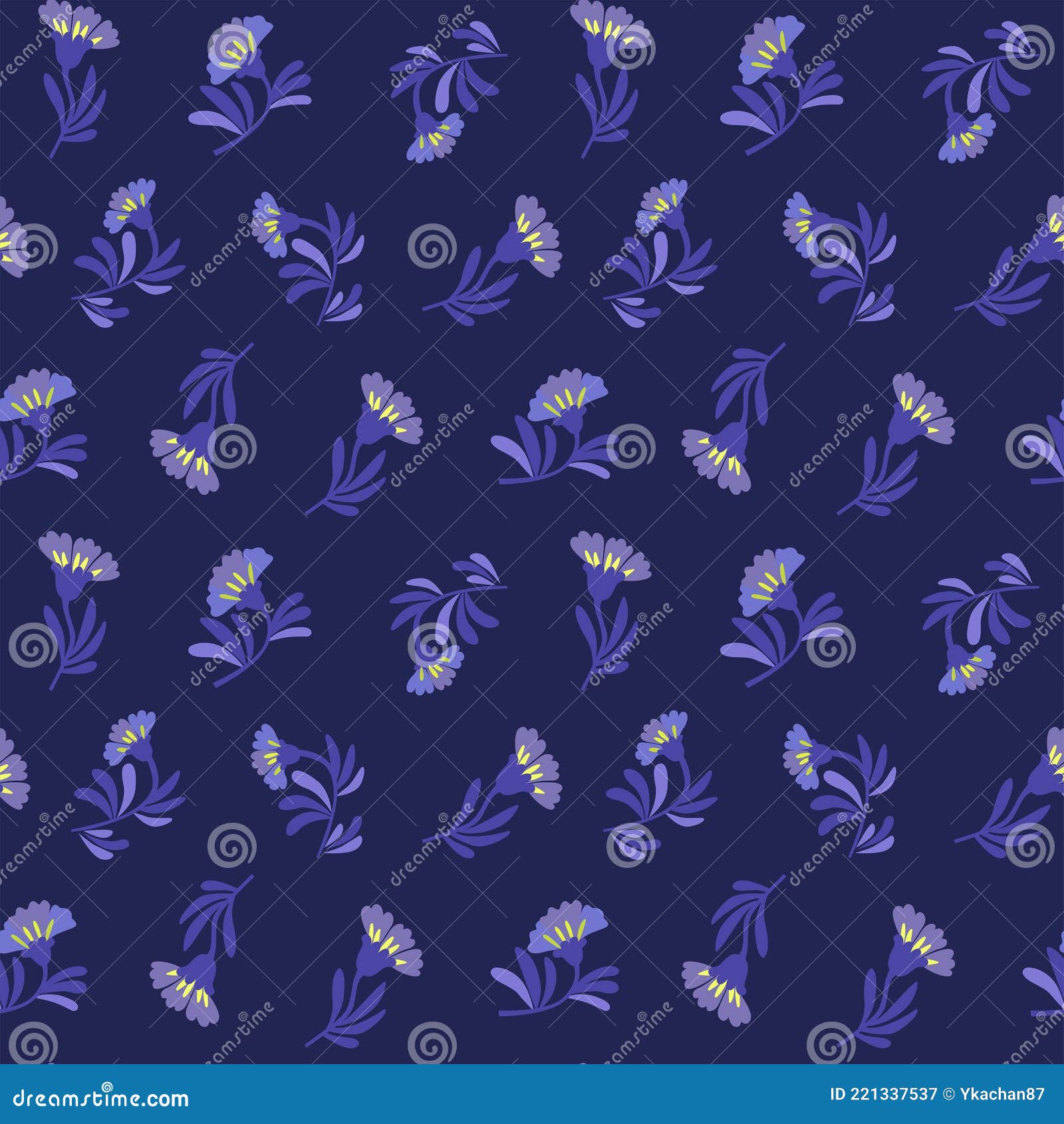 Vector Floral Pattern in Minimalistic Style with Cute Simple Stylized ...