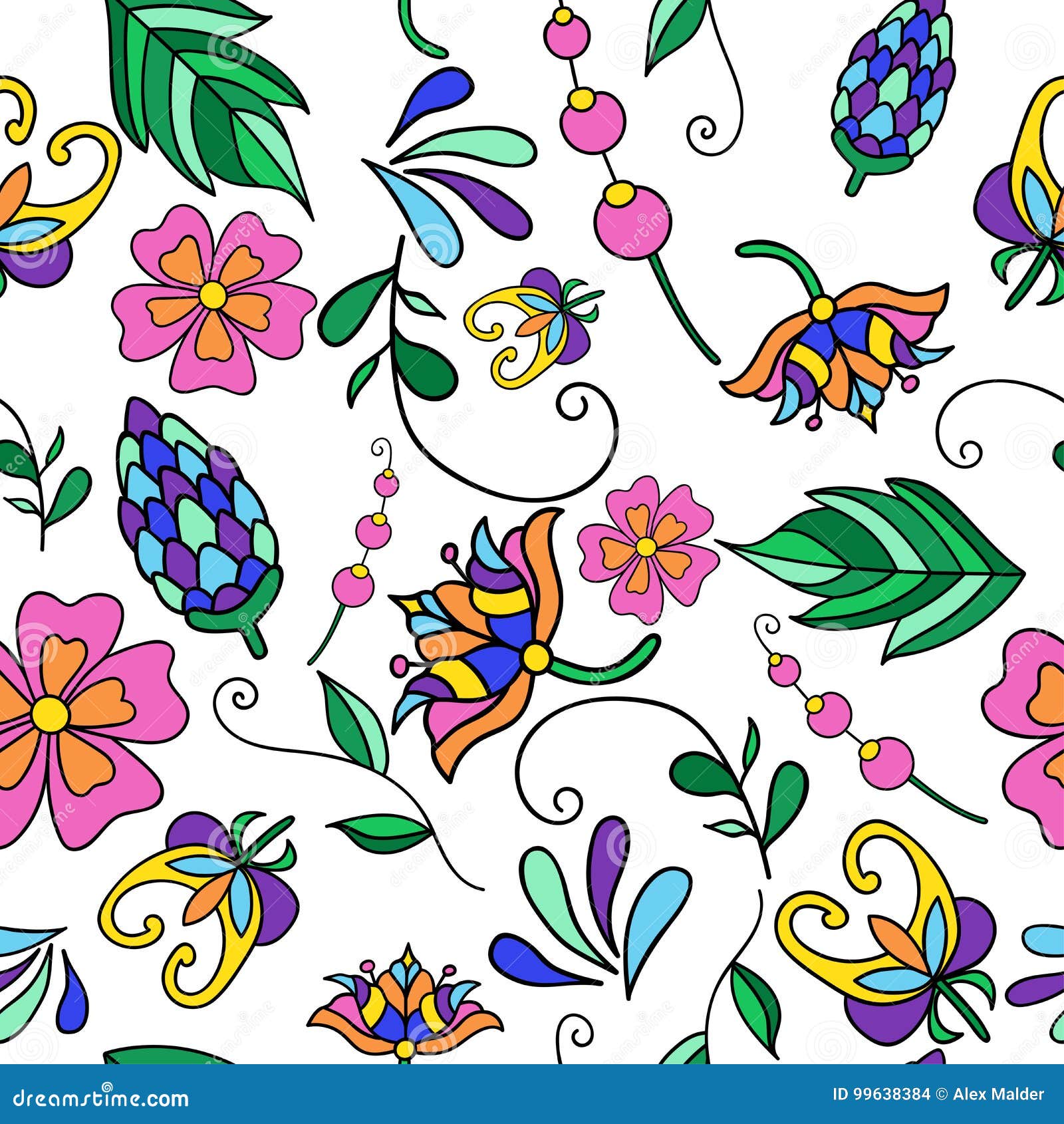 Vector Floral Pattern. Seamless Pattern Can Be Used for Wallpaper ...