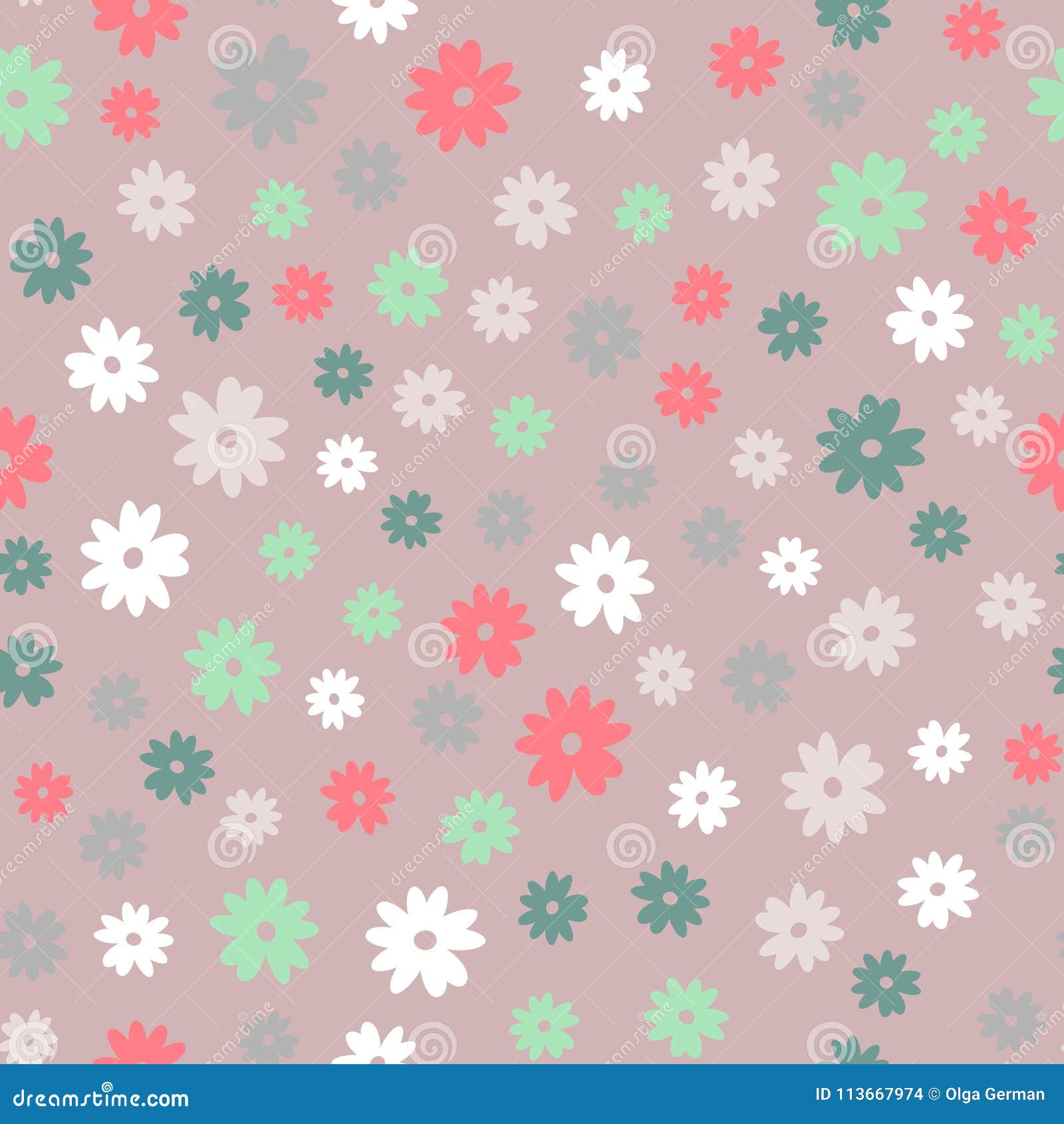 Simple Pastel Color Floral Pattern Vector Seamless Stock Vector ...