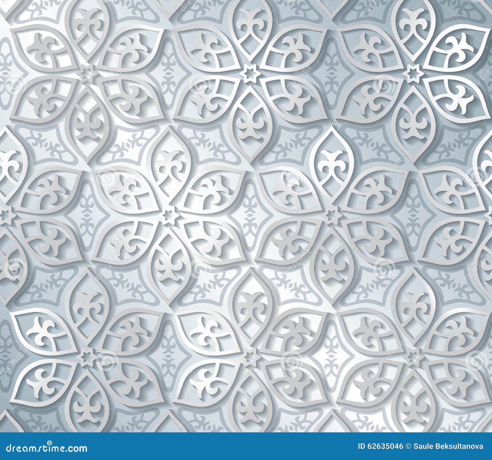 Vector Floral Pattern on Silver Background Stock Vector - Illustration ...