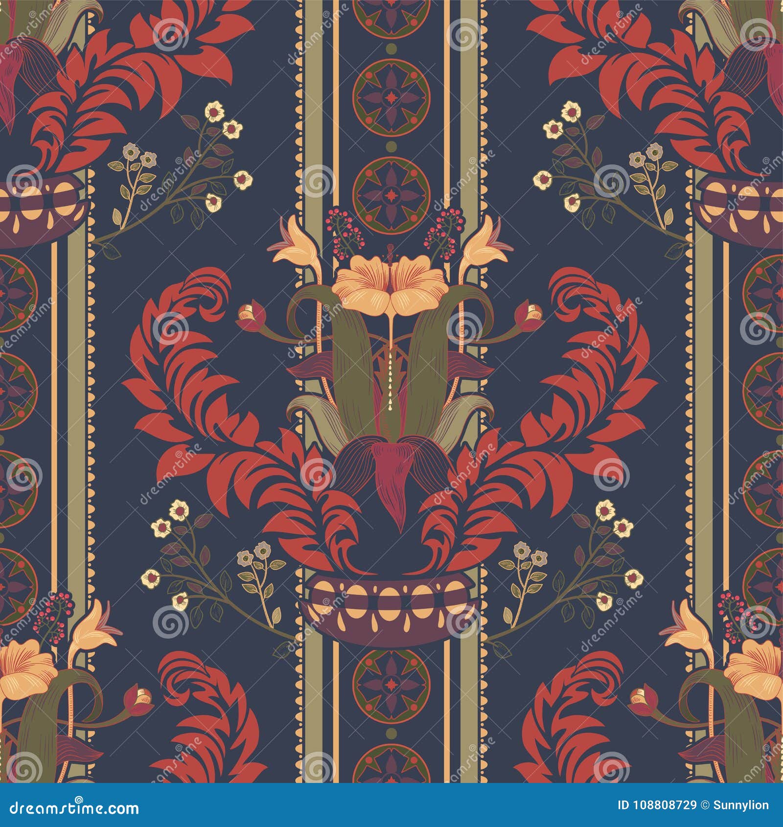 Vector Floral Pattern, Victorian Style. Floral Bouquet with Ornament ...