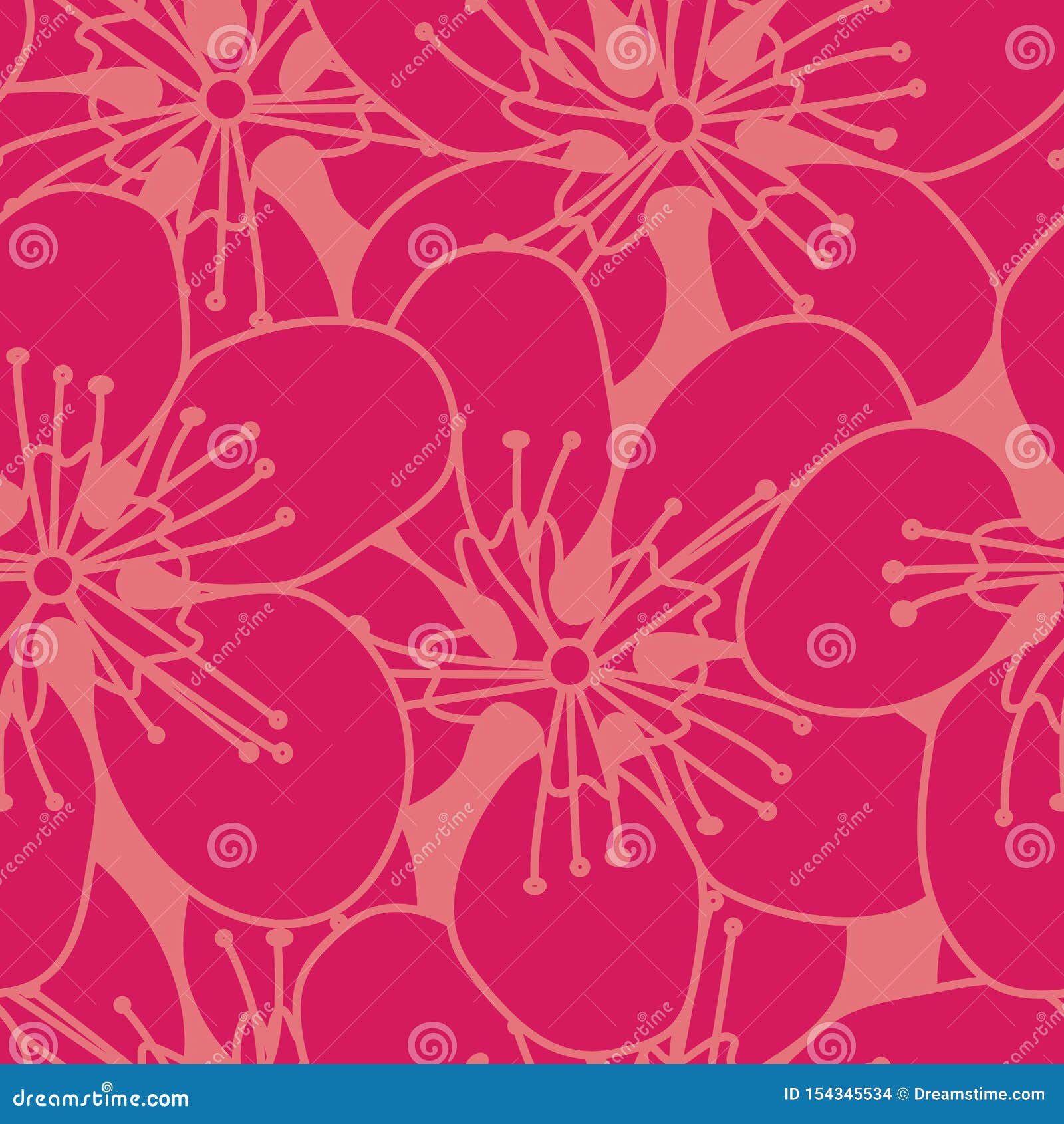 Vector Floral with Pink Flowers Texture Seamless Repeat Pattern Stock ...