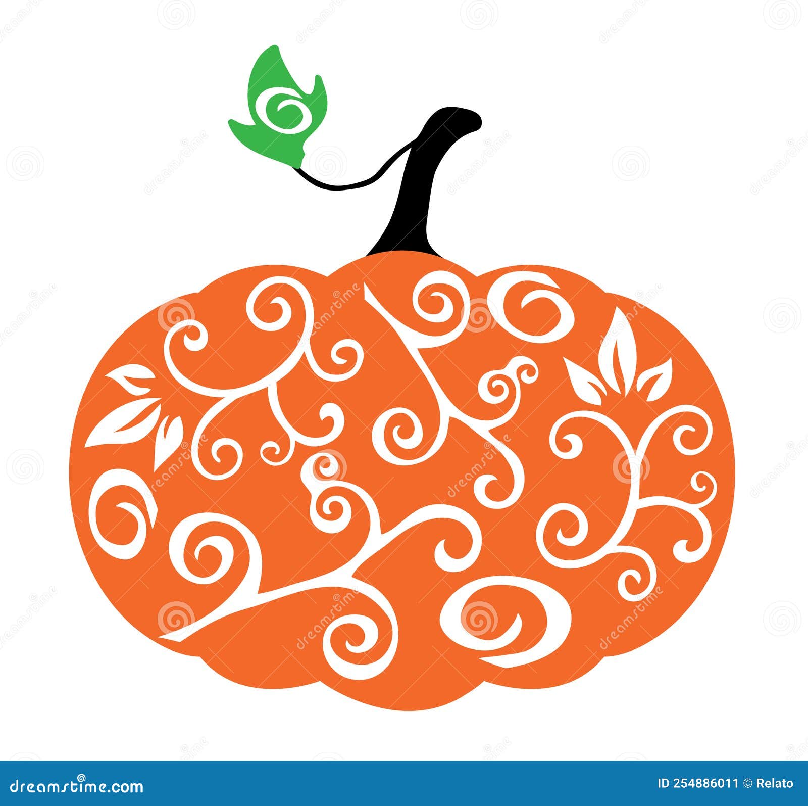 Vector Floral Pumpkin, Swirls, Lace, Abstract Pumpkin. Stock Vector ...